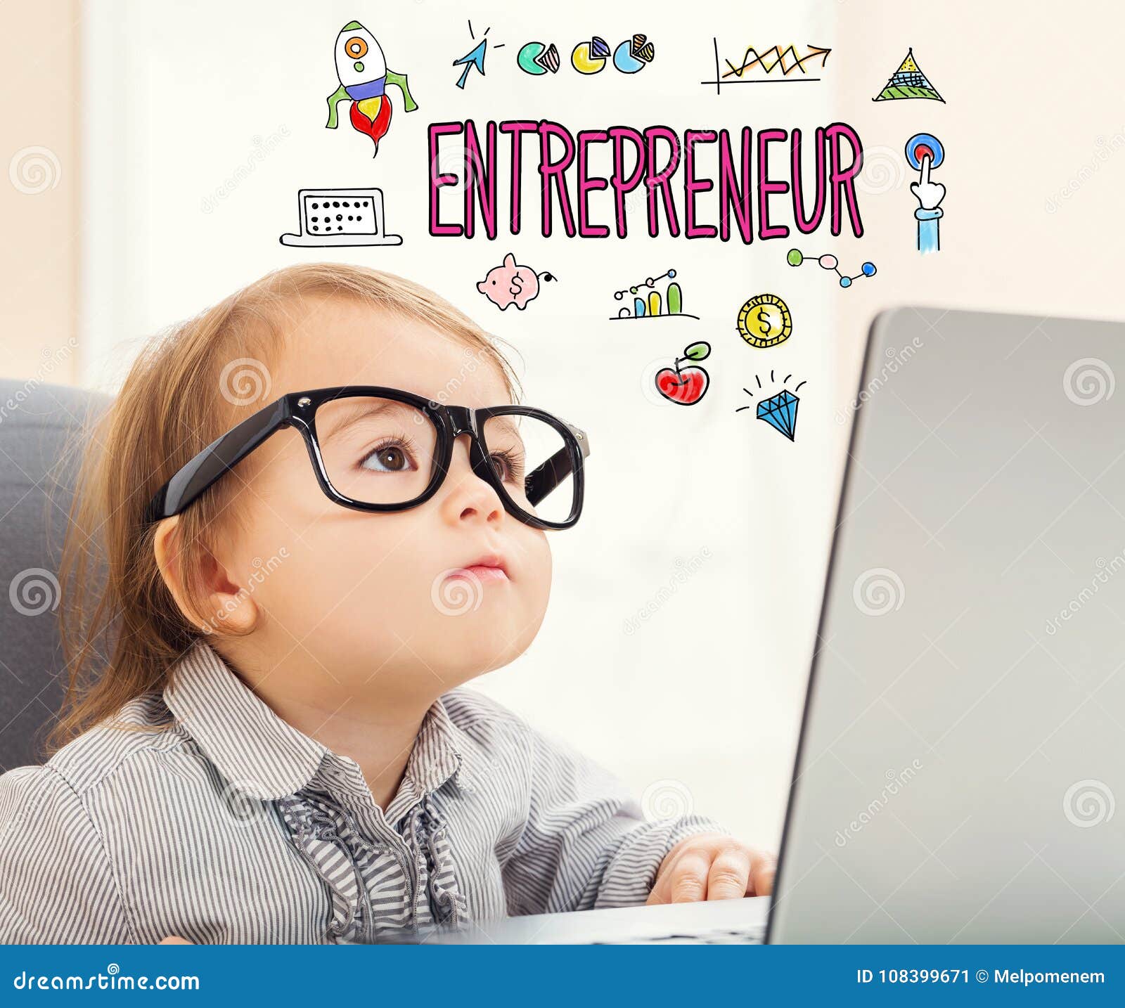 Entrepreneur Text with Toddler Girl Stock Image - Image of person ...