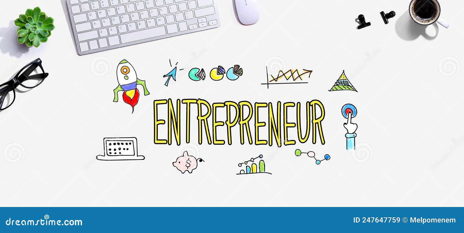 Entrepreneur Theme with a Computer Keyboard Stock Image - Image of ...