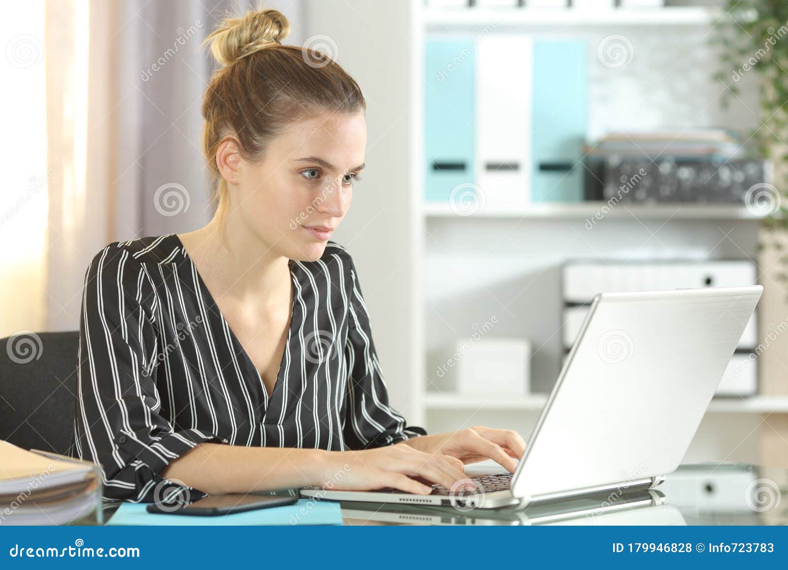 Entrepreneur Working on Laptop at Homeoffice Stock Photo - Image of ...