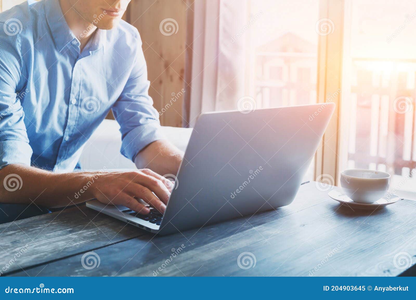 Entrepreneur Working on Laptop Online, Man Using Computer Stock Image ...