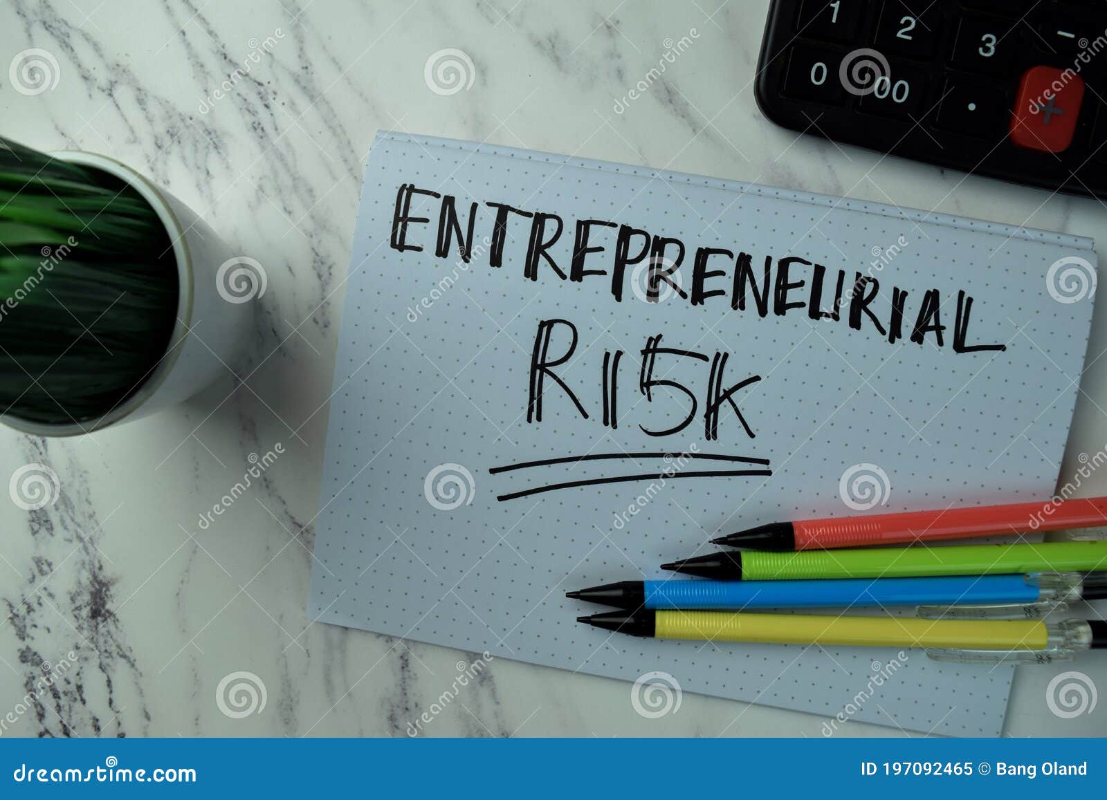 Entrepreneurial Risk Write on a Book Isolated on Office Desk Stock ...