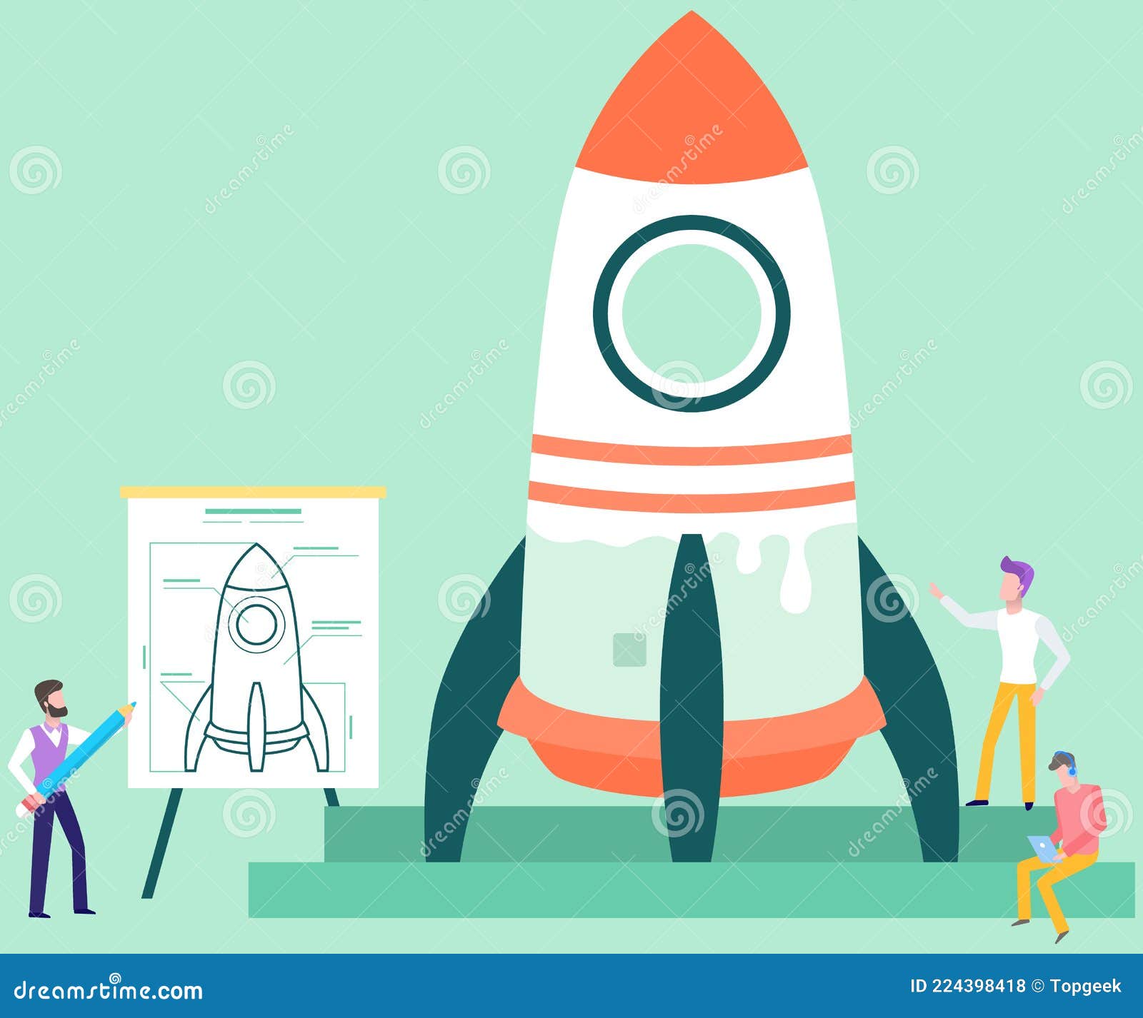 Entrepreneurs Create New Model of Rocket. People Launching Project ...