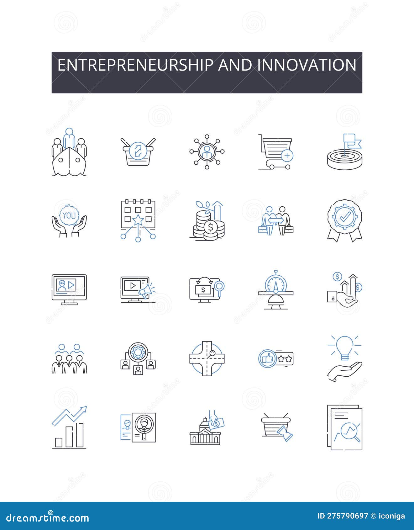 Entrepreneurship and Innovation Line Icons Collection. Creativity and ...
