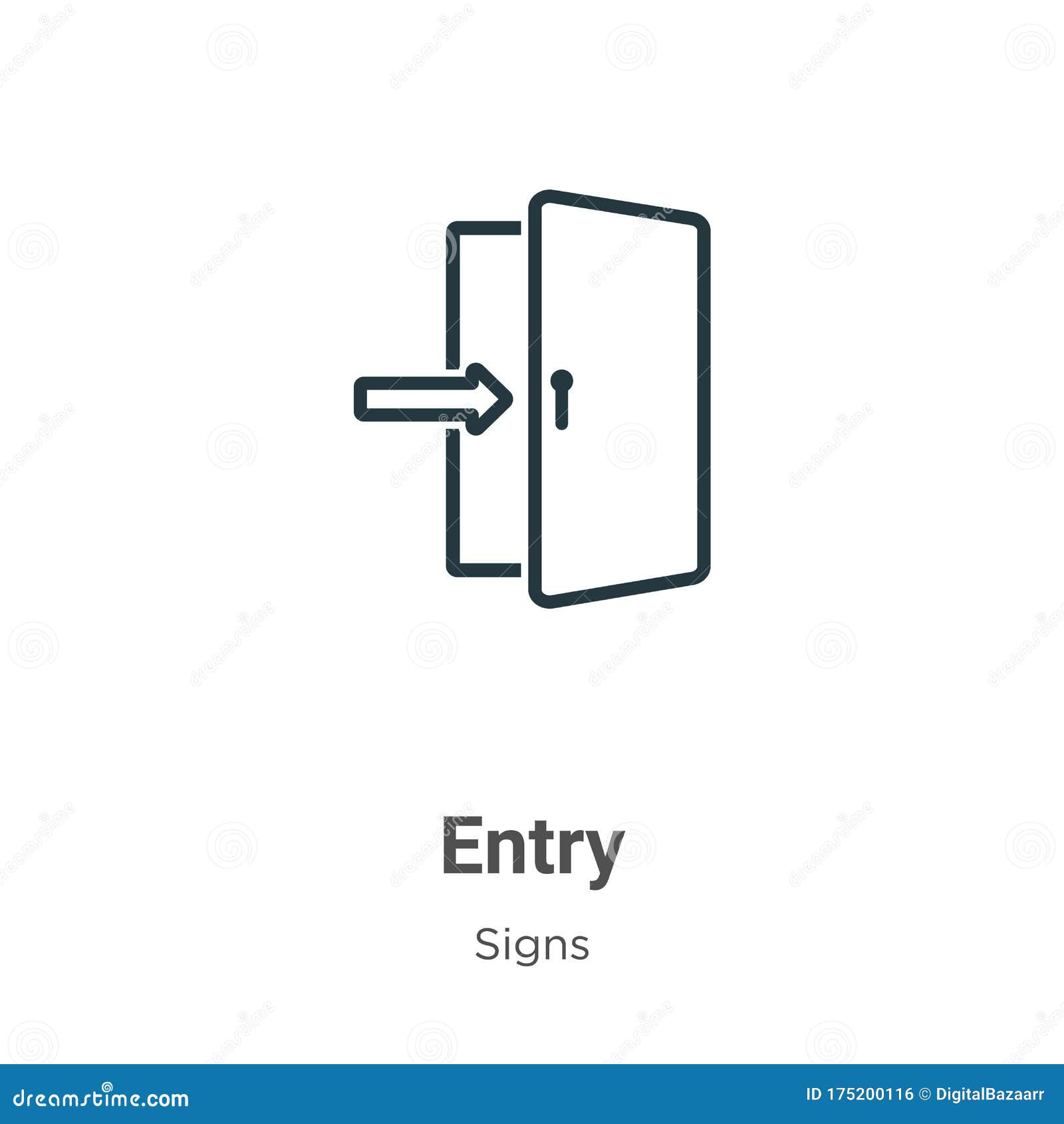 Entry Outline Vector Icon. Thin Line Black Entry Icon, Flat Vector ...