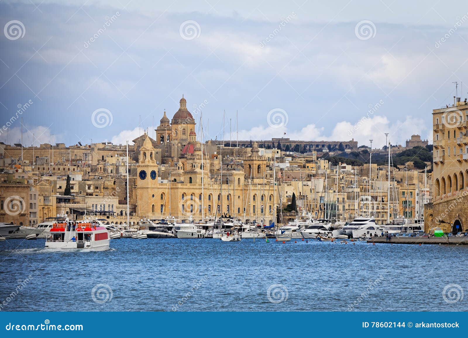 Entry into Port of Valletta from the Sea Stock Photo - Image of ...