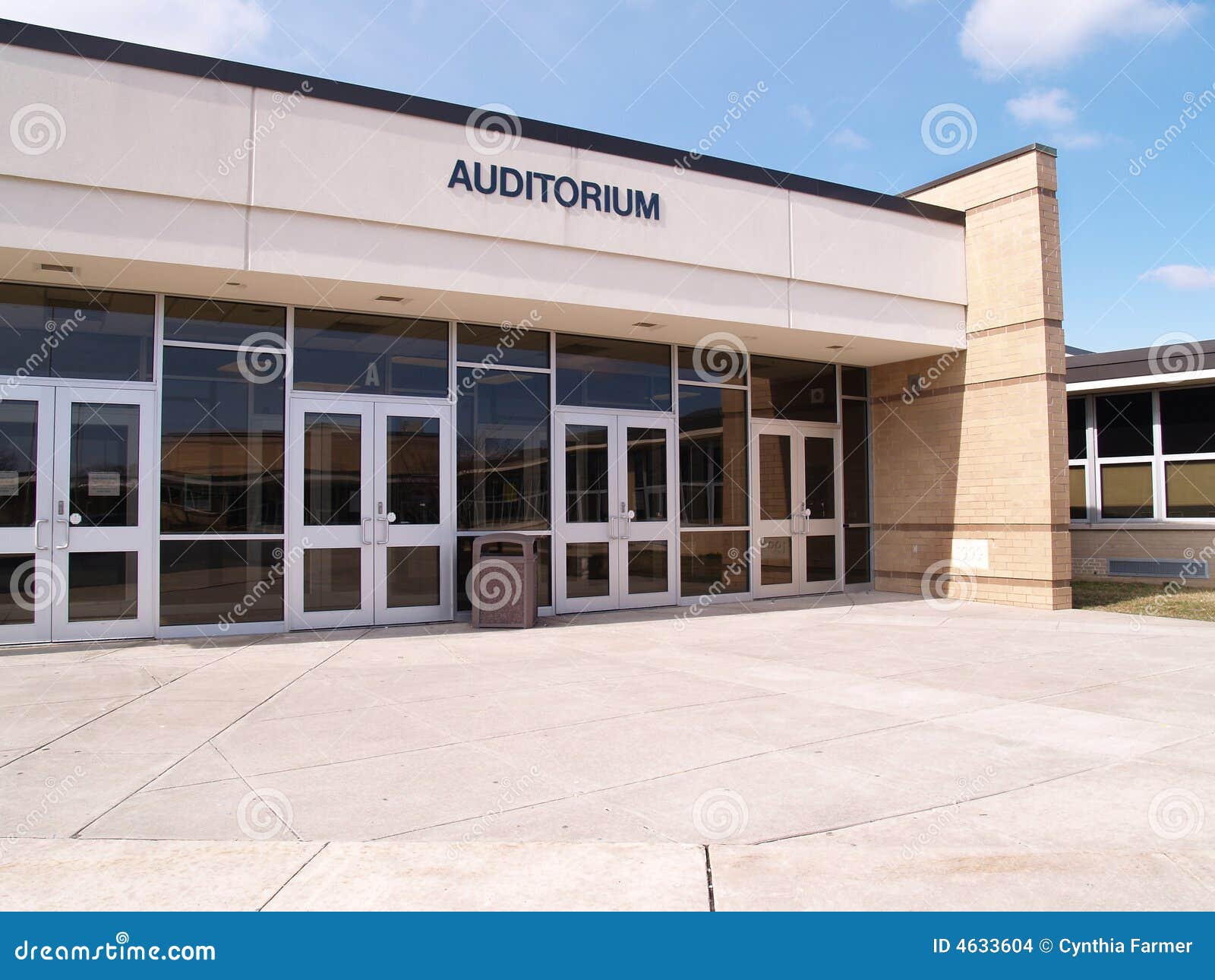 Entry for a School Auditorium Stock Photo - Image of sidewalk, hall ...