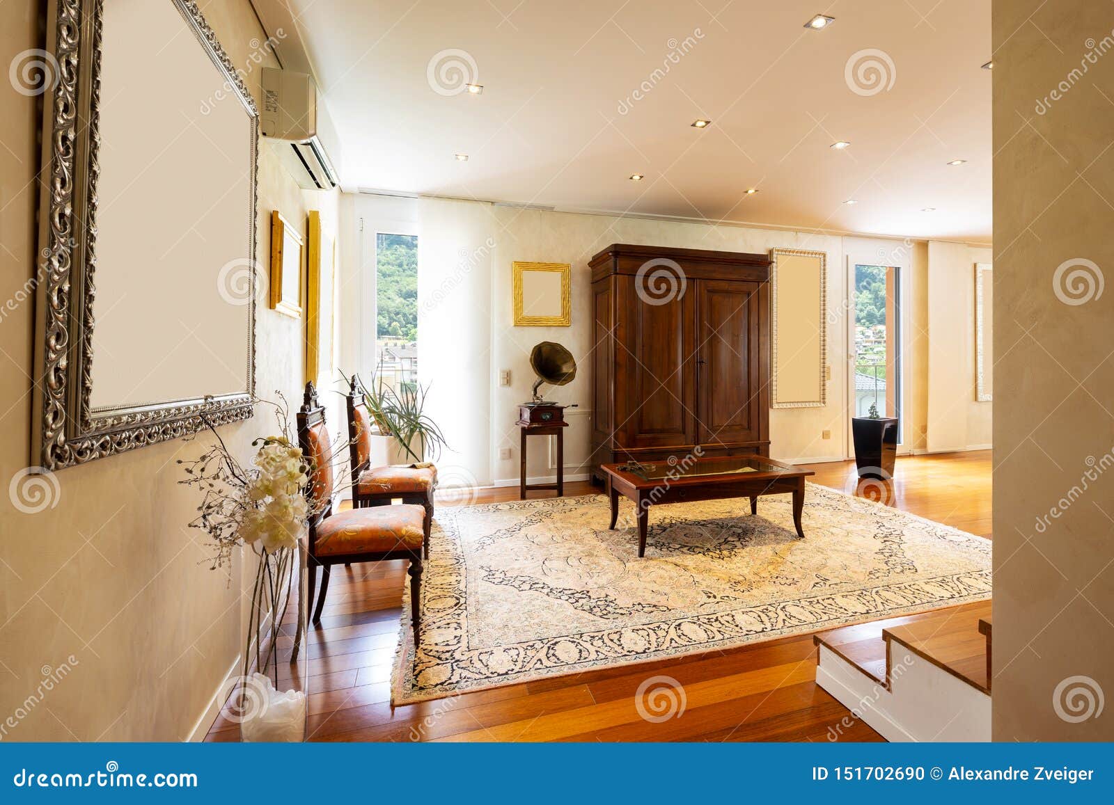 Entry with Stairs and Glass, Parquet Stock Photo - Image of stairs ...