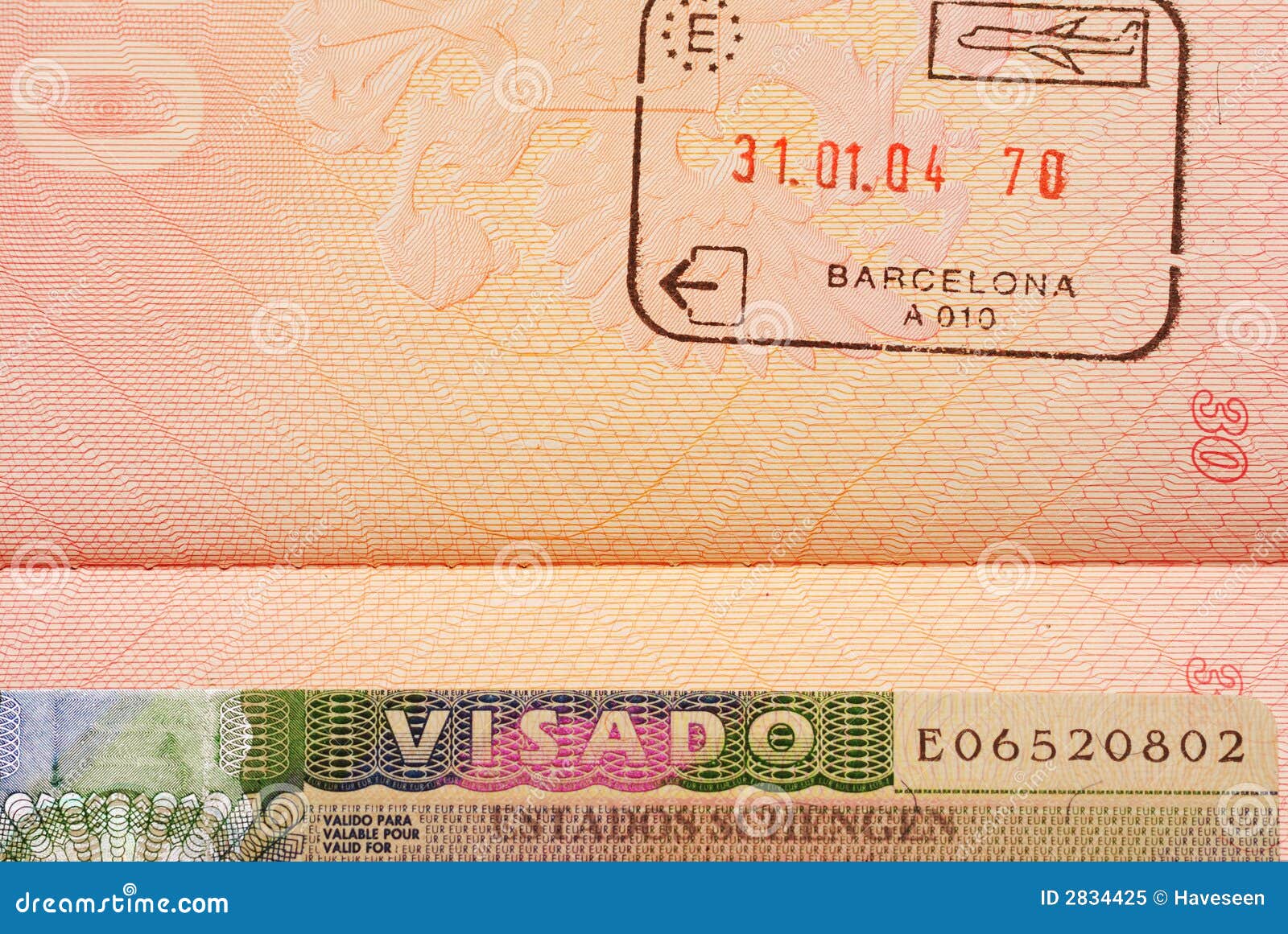 Entry Stamps In Passport Page. Magnifying Glass Royalty-Free Stock ...