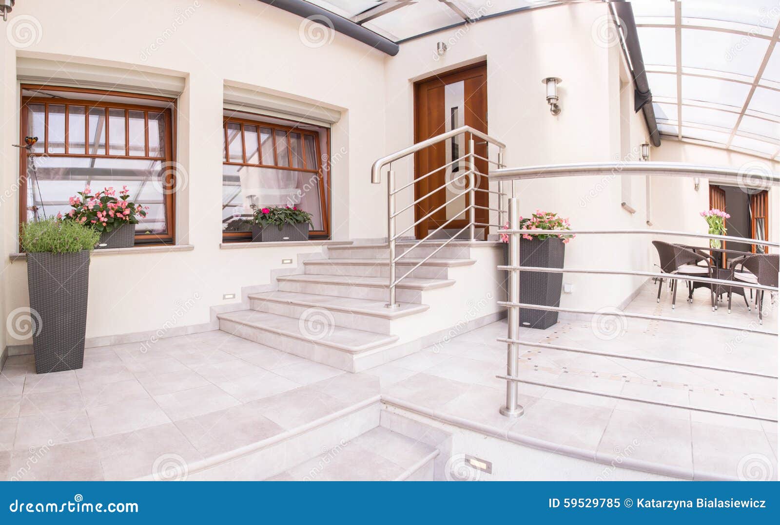 Entry and Terrace in Mansion Stock Image - Image of architecture ...