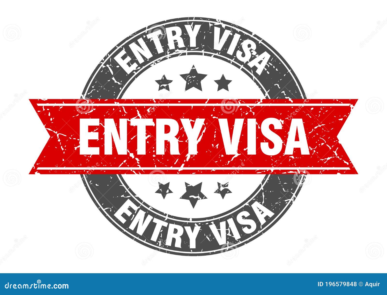 Entry Visa Round Stamp with Ribbon. Label Sign Stock Vector ...