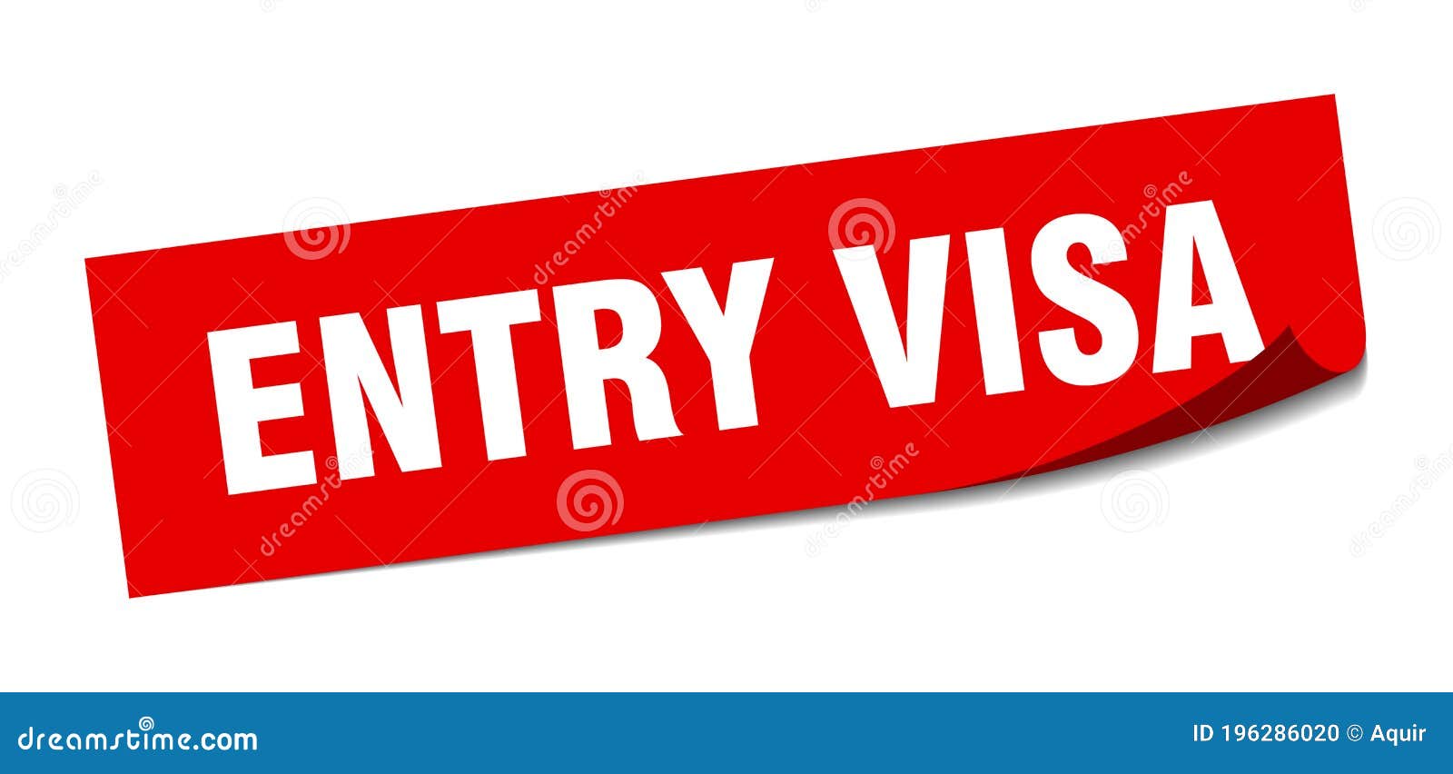 Entry Visa Sticker. Square Isolated Label Sign. Peeler Stock Vector ...