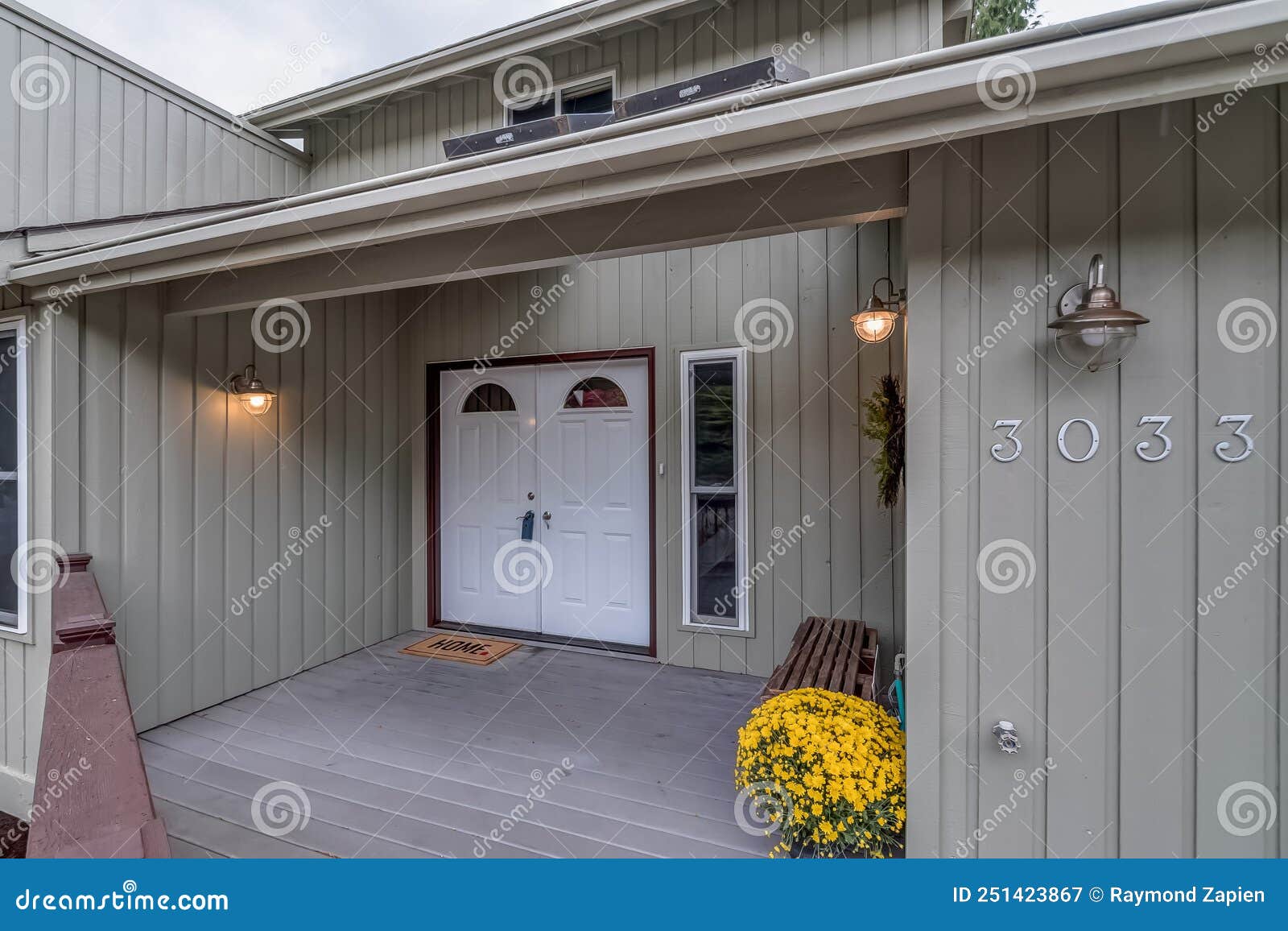 Entryway Two Nice House with Double Doors and Porch Stock Image - Image ...
