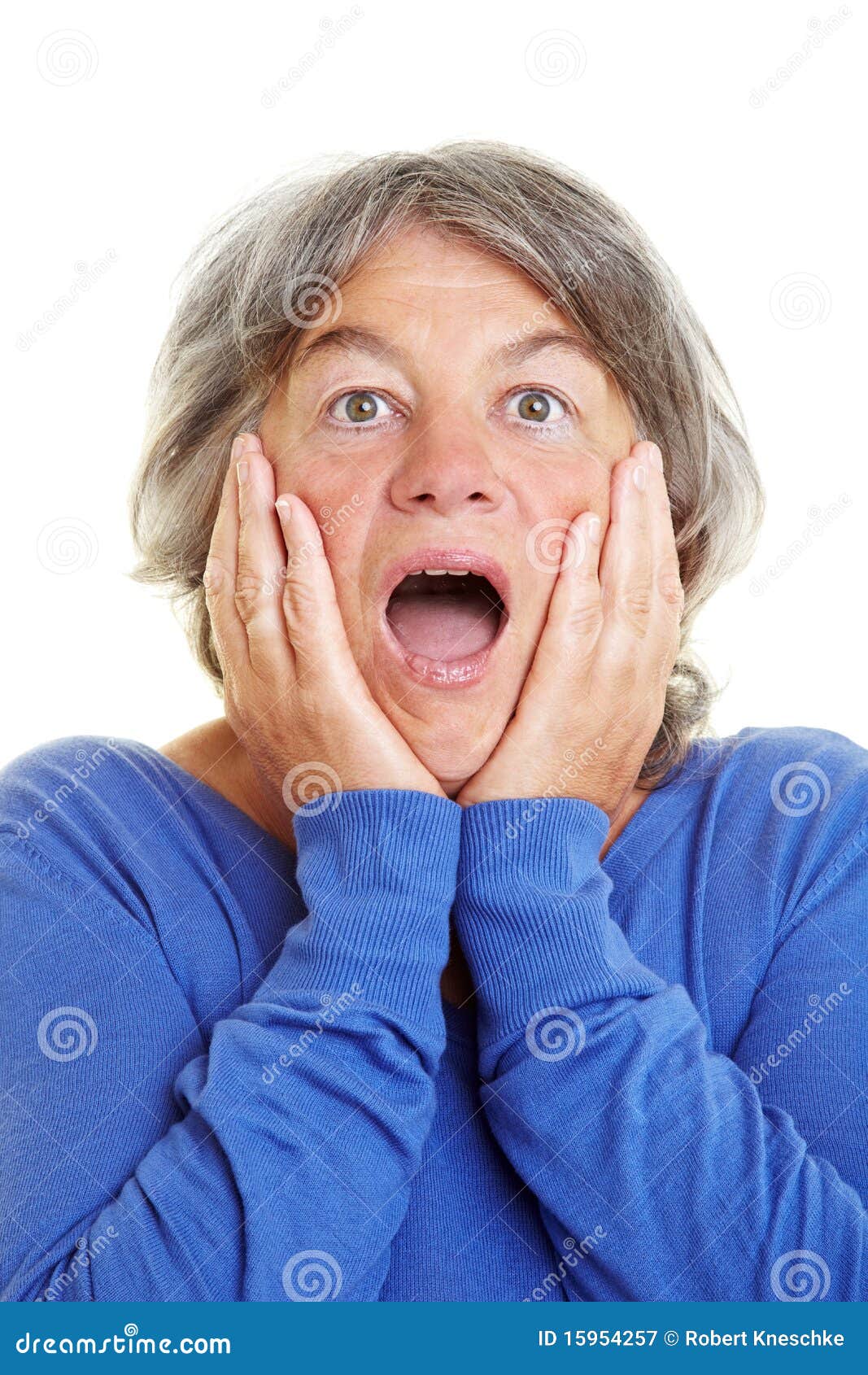 Entsetzte ältere Frau stockbild. Bild von kaukasisch - 15954257