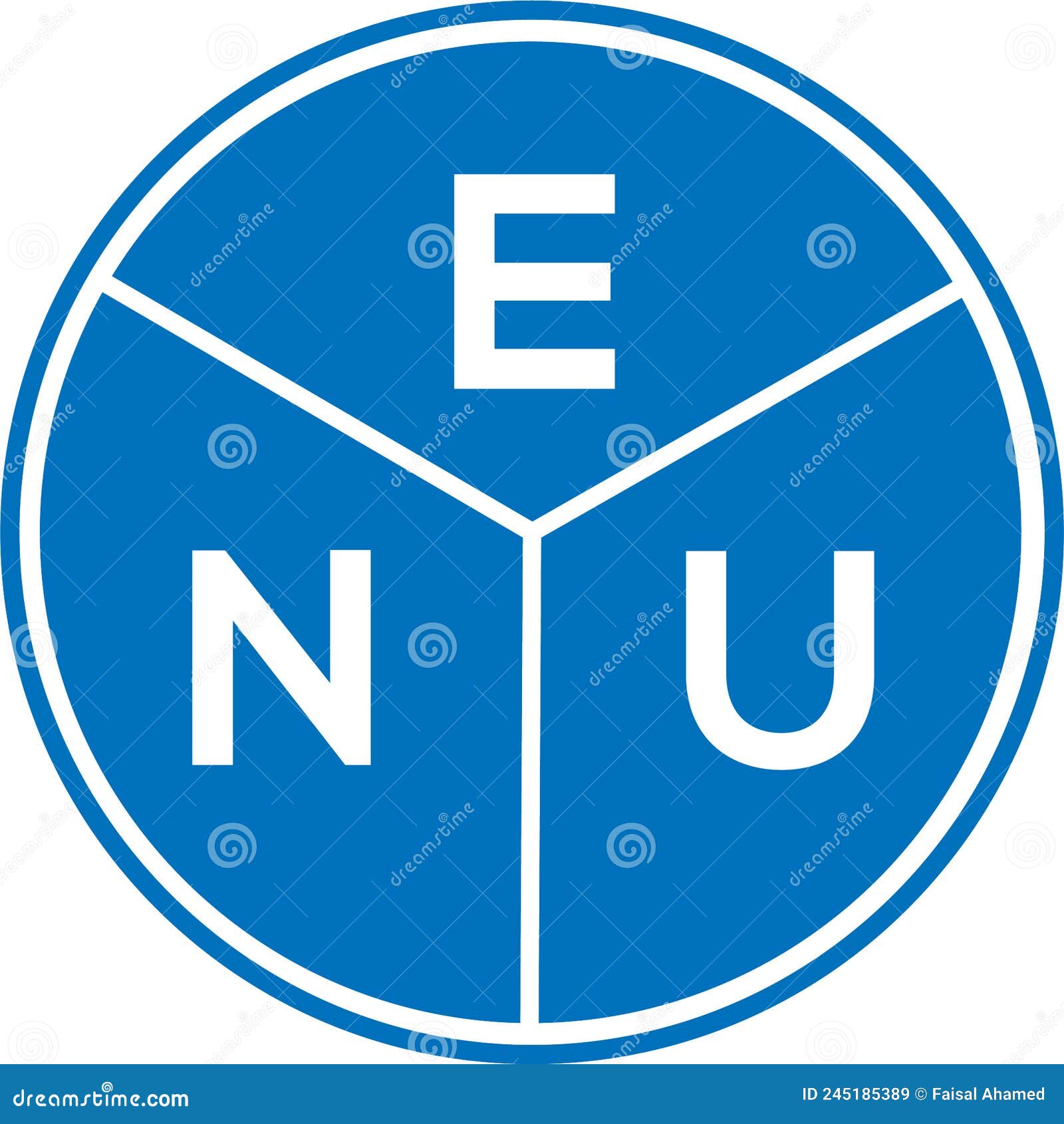 ENU Letter Logo Design on White Background. ENU Creative Circle Letter ...