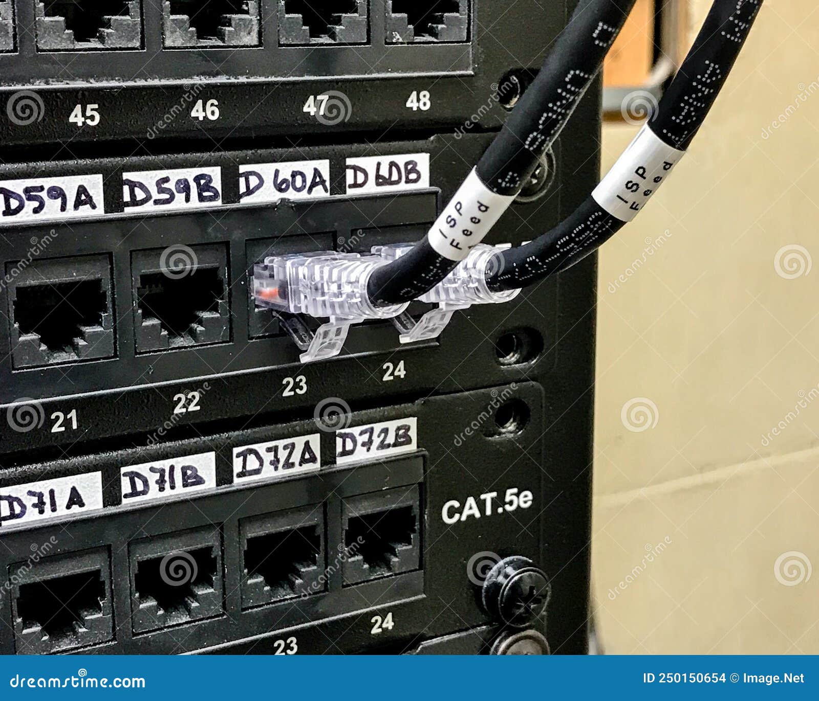 Enumerated Ethernet Patch Panels with Cables Connected To the Ports ...