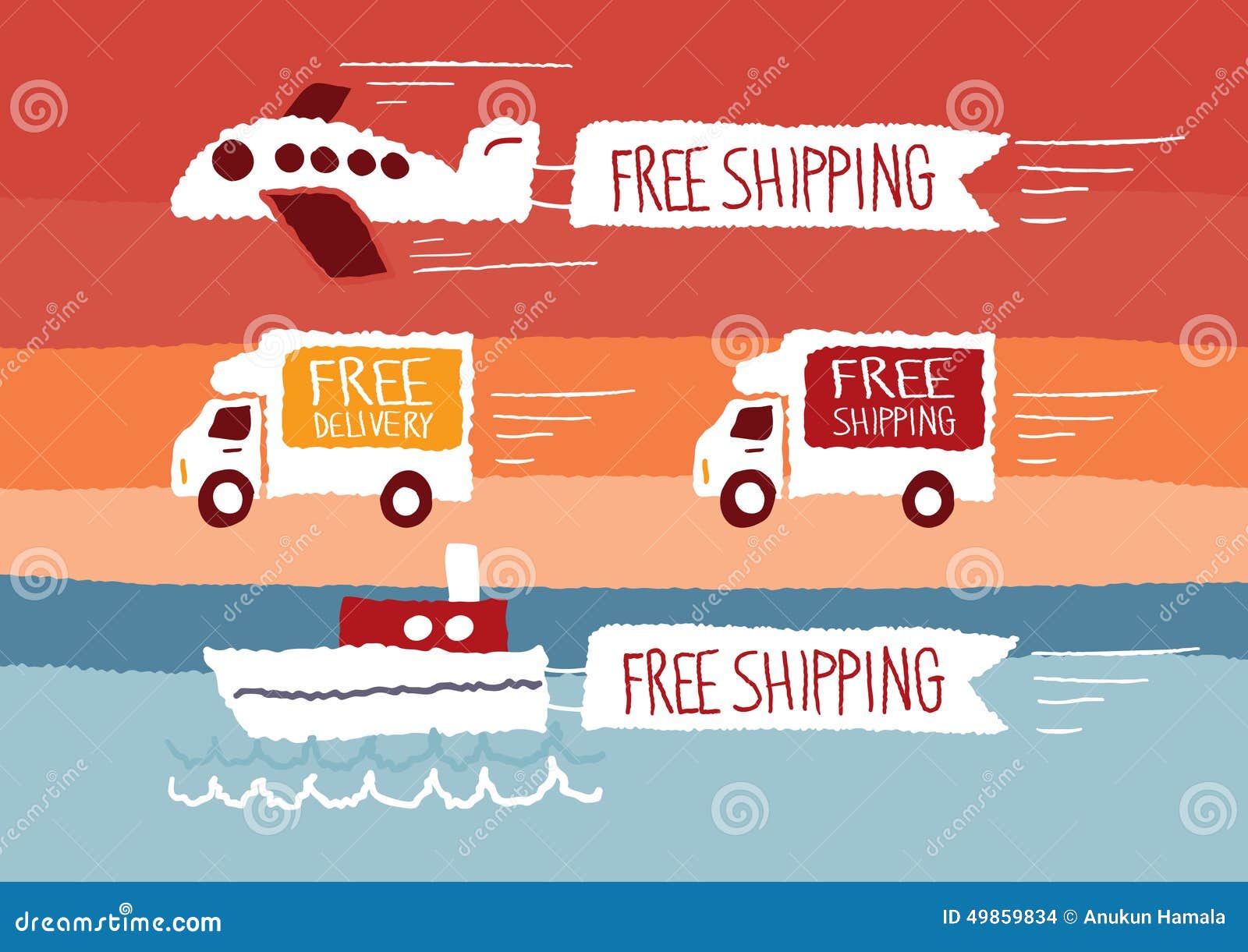 Envío Gratis Y Entrega Gratuita Ilustración del Vector - Ilustración de ...