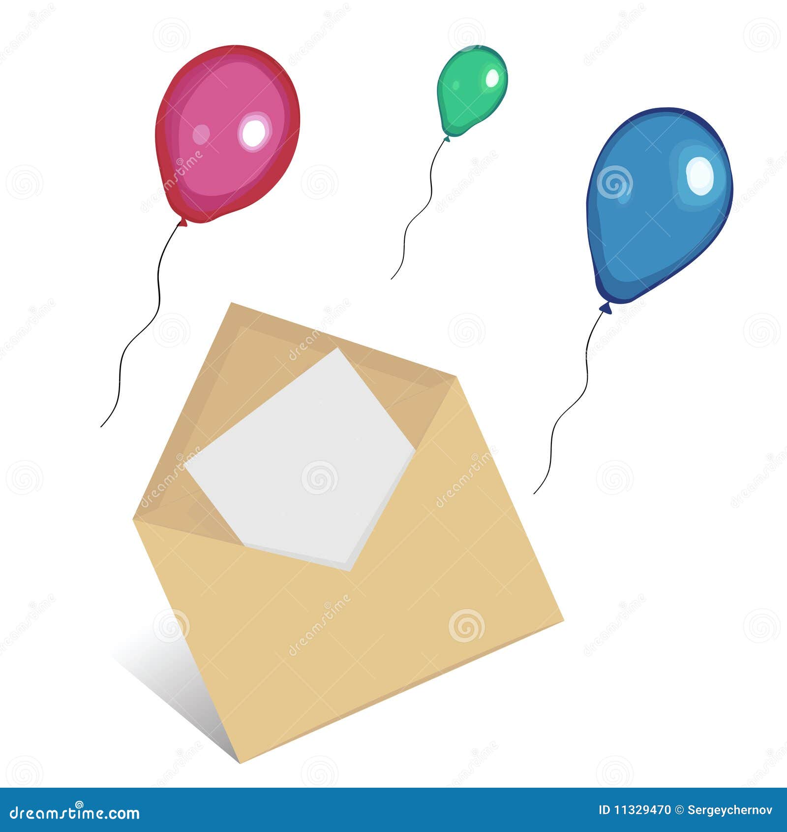 Envelop and balloons stock vector. Illustration of invitation - 11329470