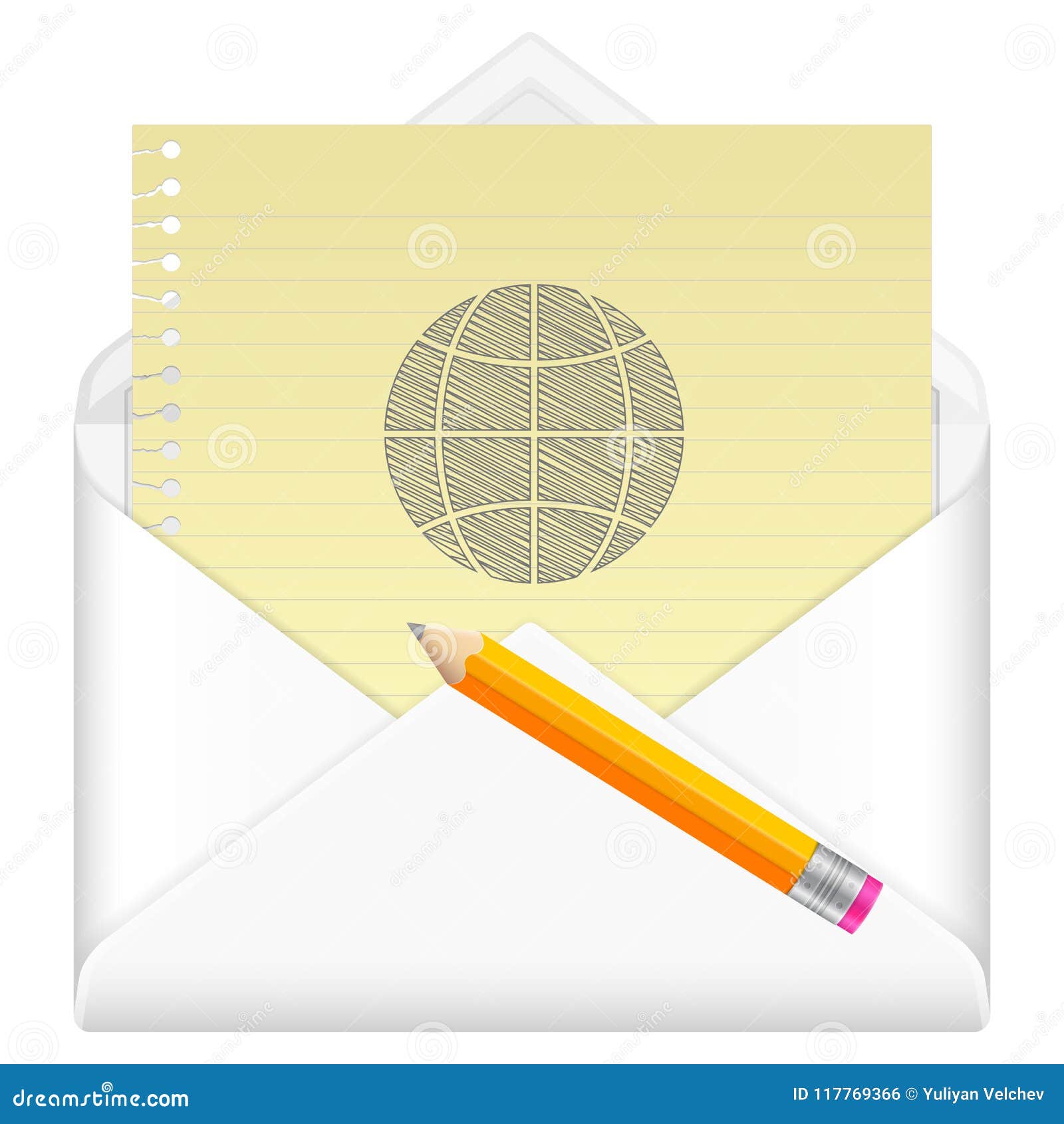 Envelop Met Het Symbool Van De Tekeningsbol Vector Illustratie ...