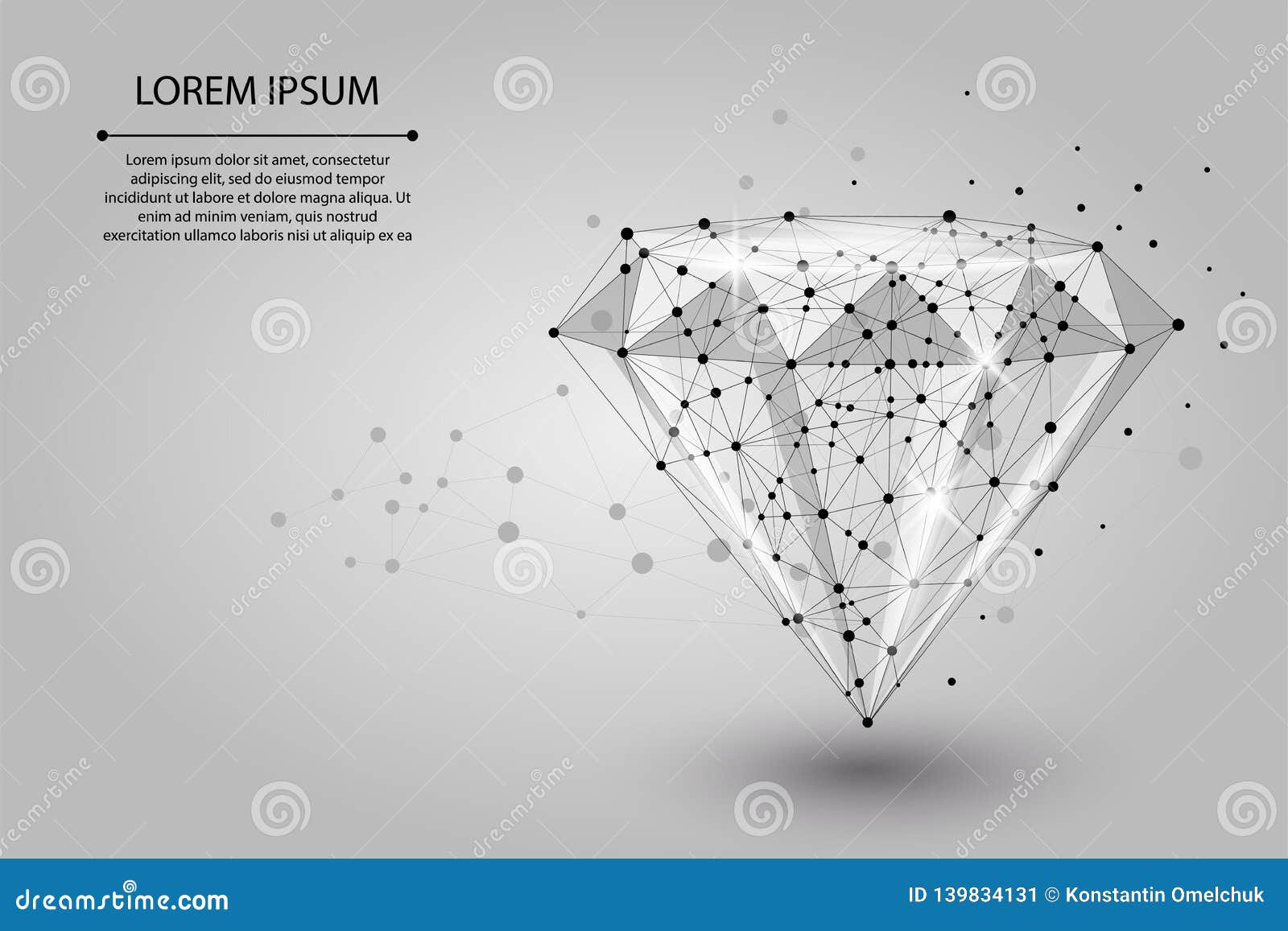 Low Poly Diamond Consisting of Points and Lines Stock Vector ...