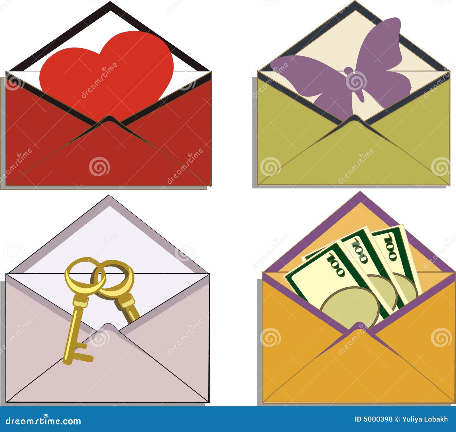 Envelope stock vector. Illustration of heart, feelings - 5000398