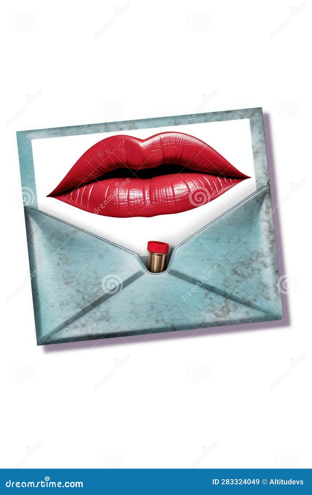 Envelope with Be Mine Message and Lipstick Kiss Stock Illustration ...