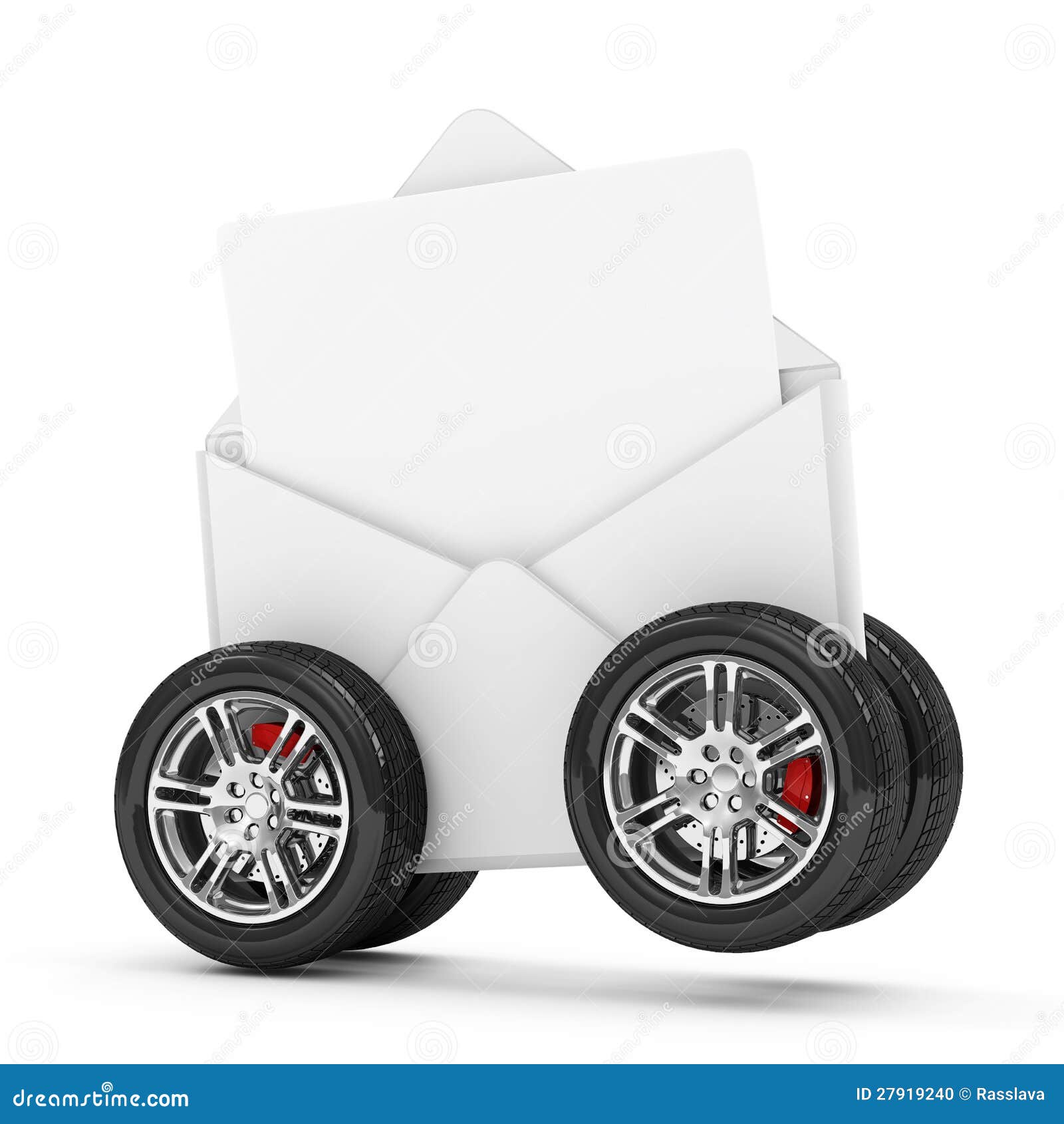 Envelope with Blank Letter on Wheels Stock Illustration - Illustration ...
