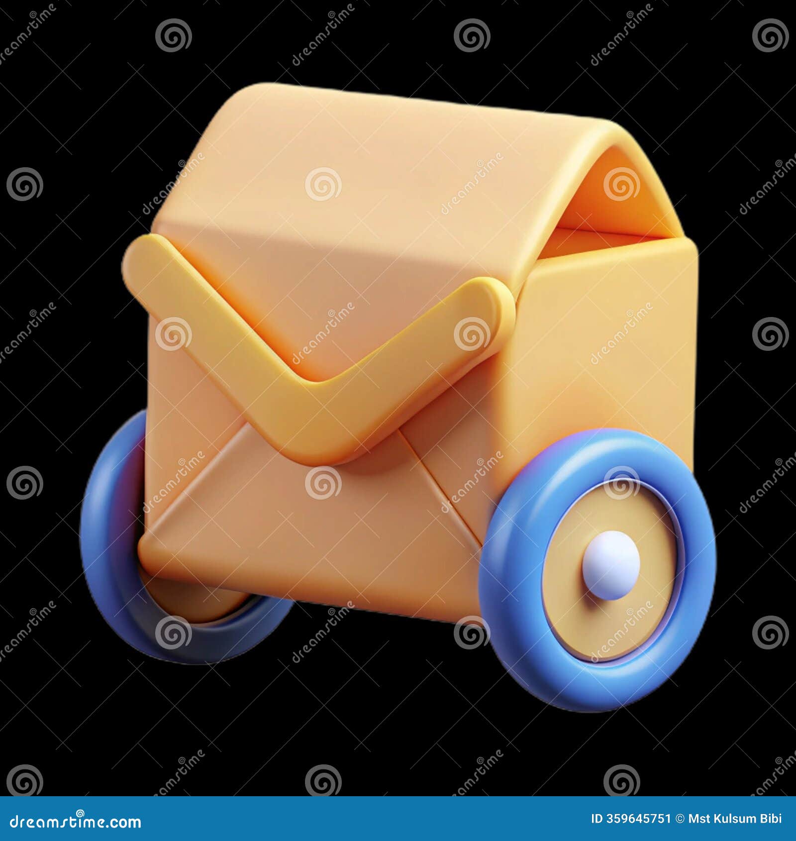 Envelope with Blank Letter on Wheels Isolated on White Background Stock ...