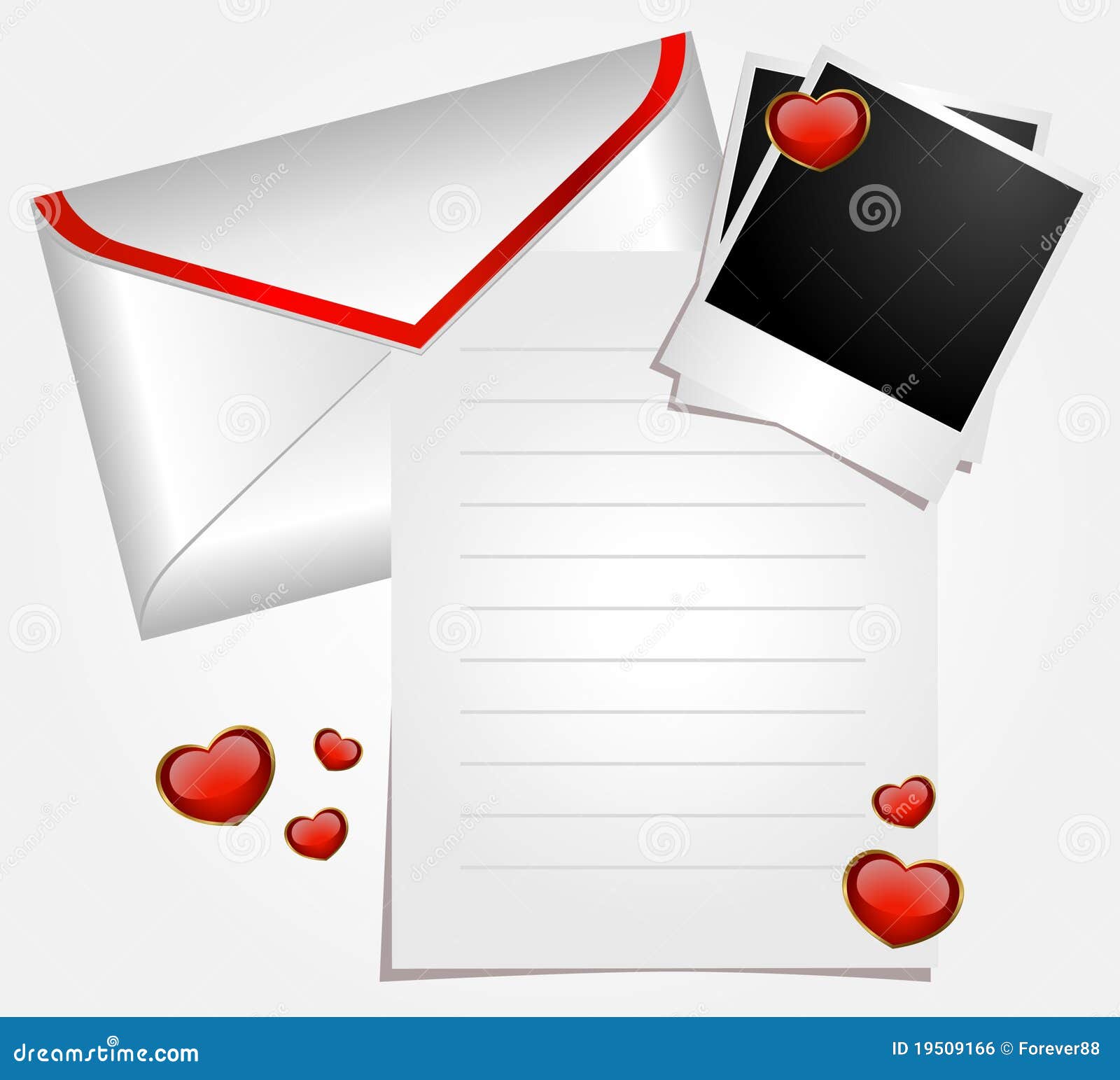 Envelope with Blank Photo Frame Stock Vector - Illustration of button ...