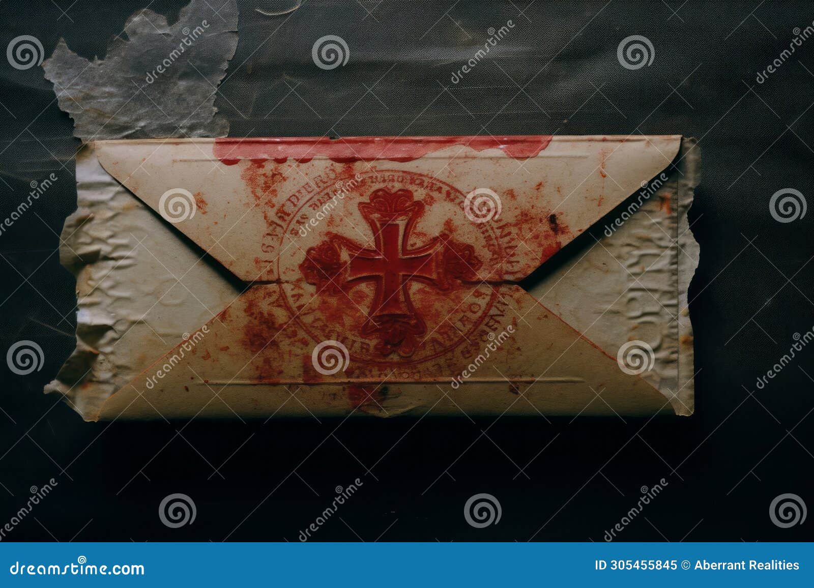 An Envelope with Blood on it and a Cross on it Stock Illustration ...
