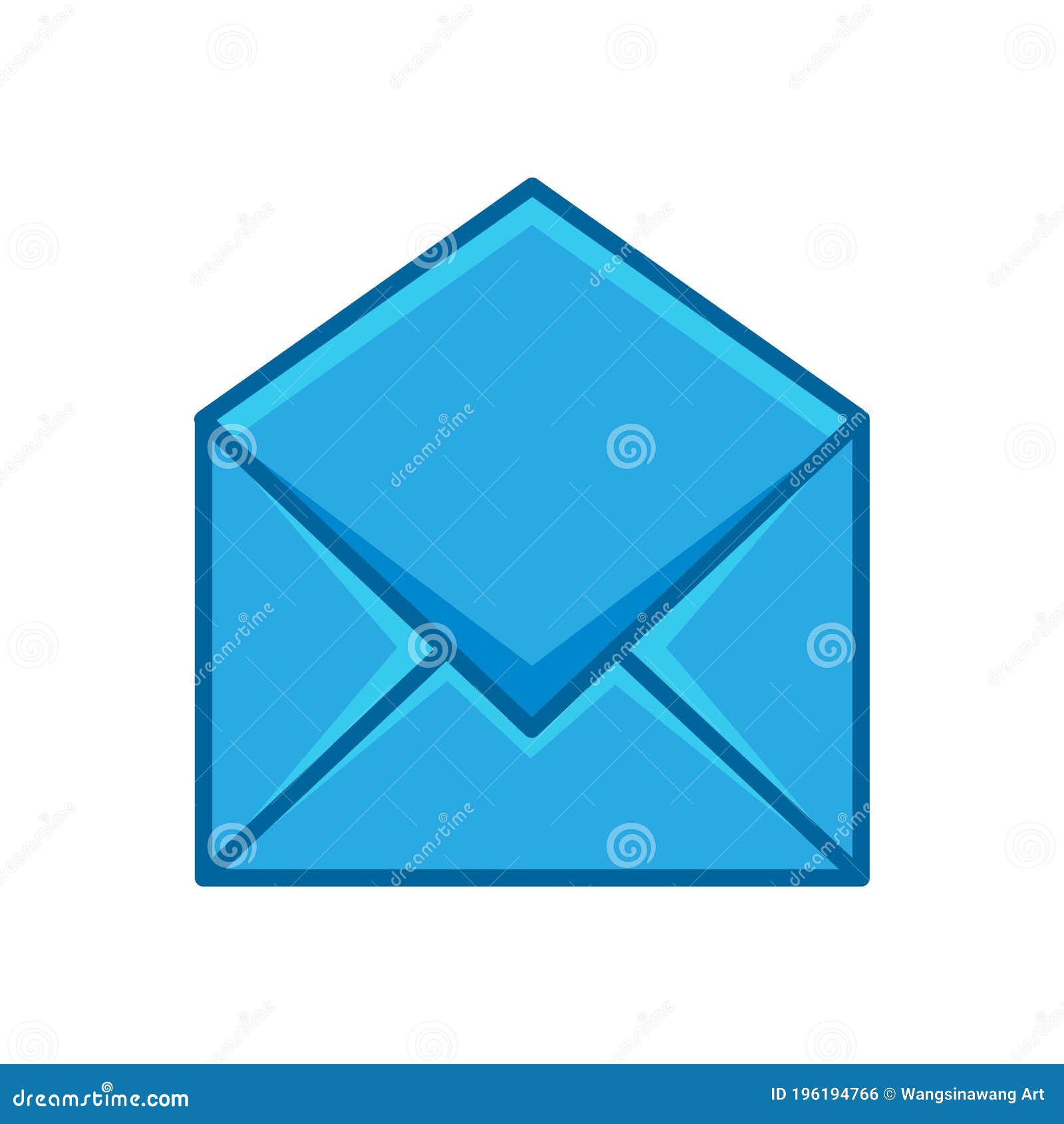 Envelope Blue Flat Icon Vector Illustration Isolated on White ...