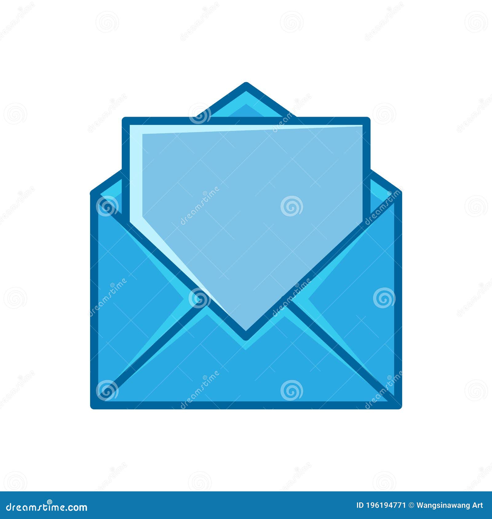 Envelope Blue Flat Icon Vector Illustration Isolated on White ...