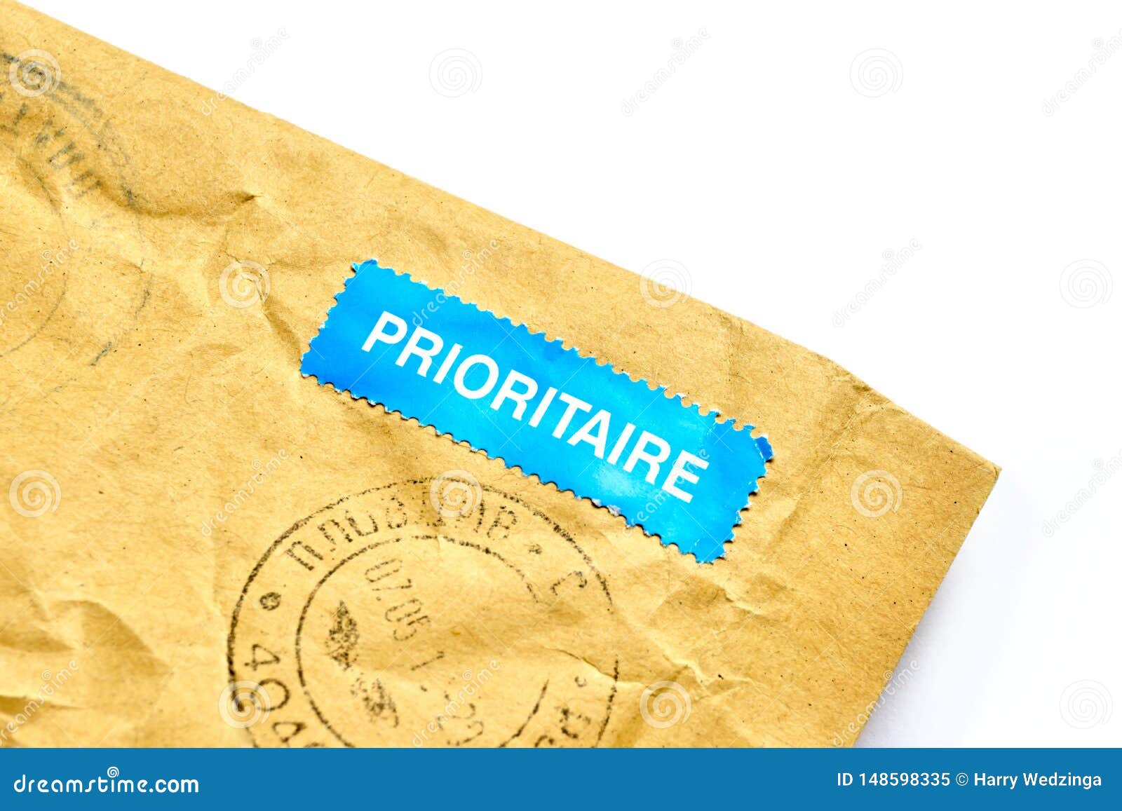 Envelope with Blue Prioritaire Mail Sticker Stock Image - Image of ...