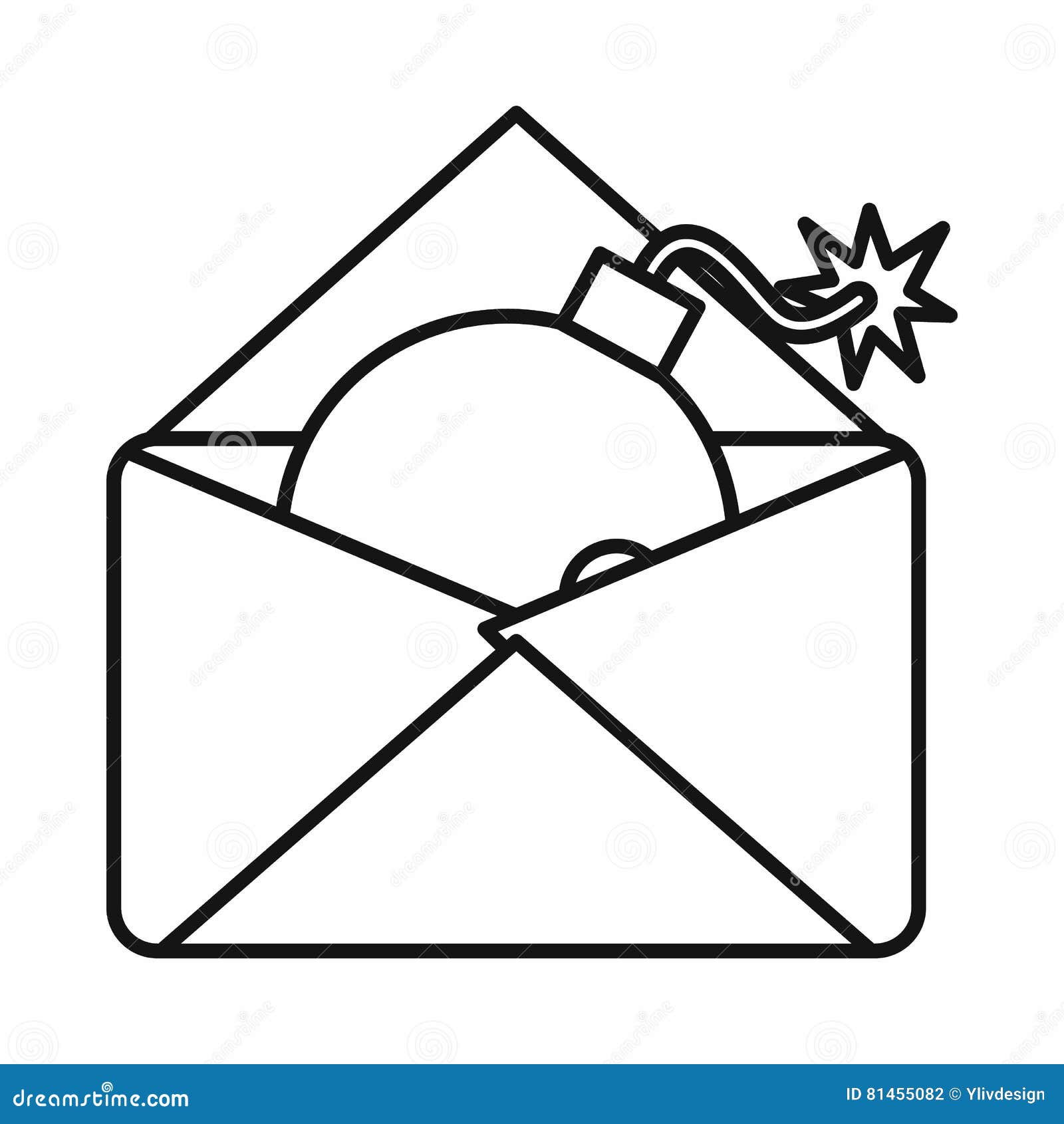 Envelope with Bomb Icon, Outline Style Stock Vector - Illustration of ...