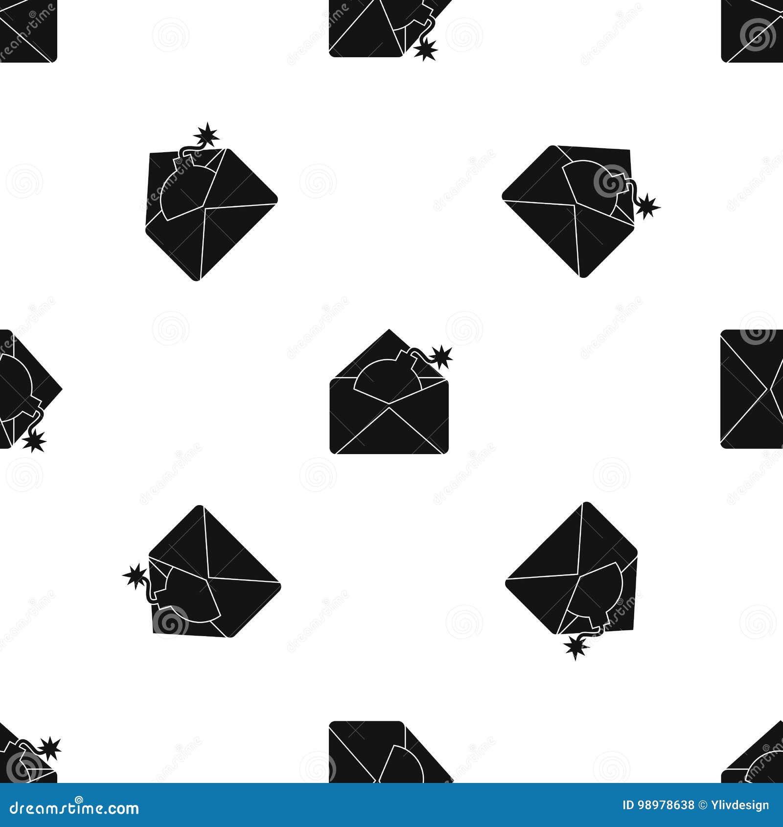 Envelope with Bomb Pattern Seamless Black Stock Vector - Illustration ...