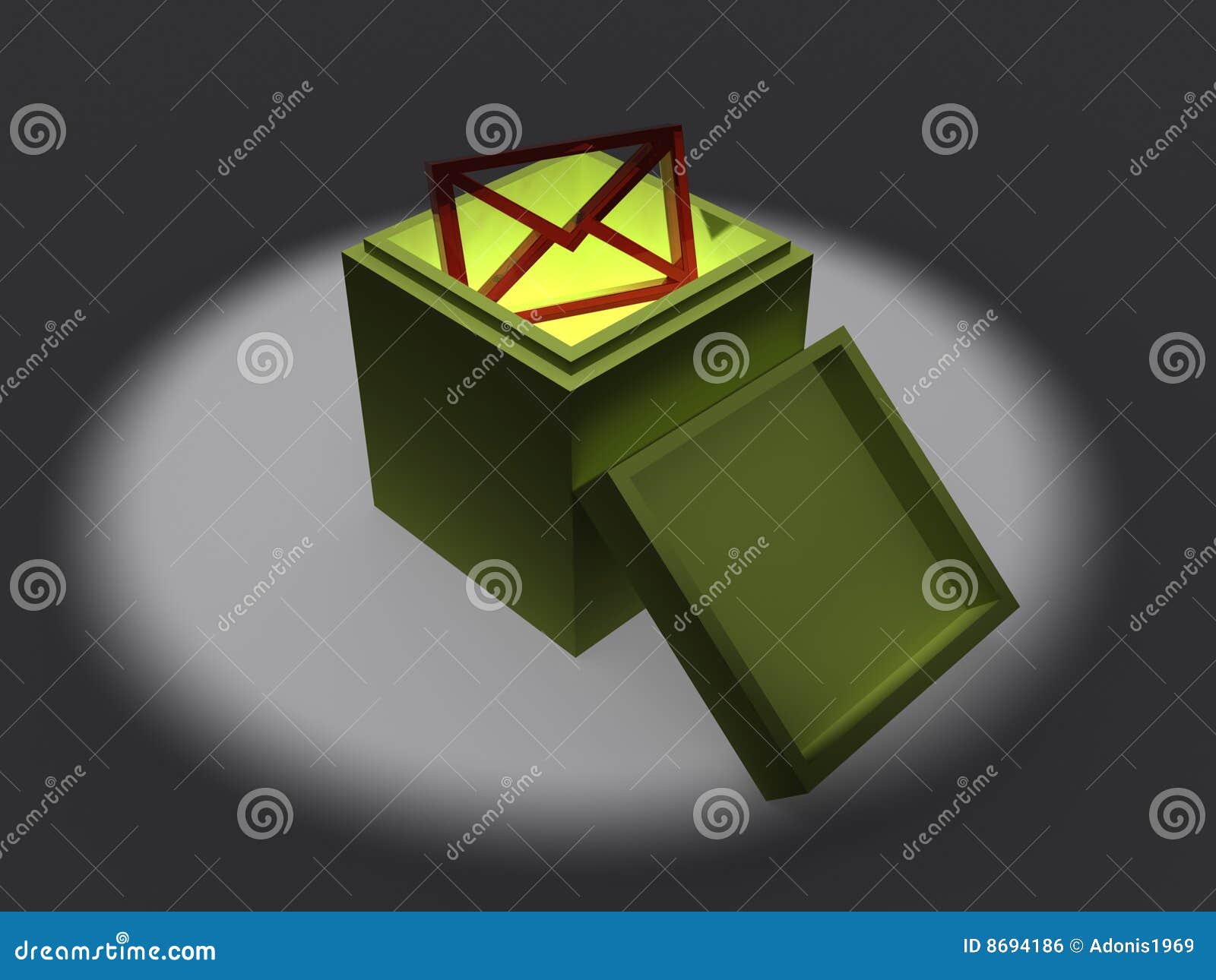 Envelope in a box stock illustration. Illustration of light - 8694186