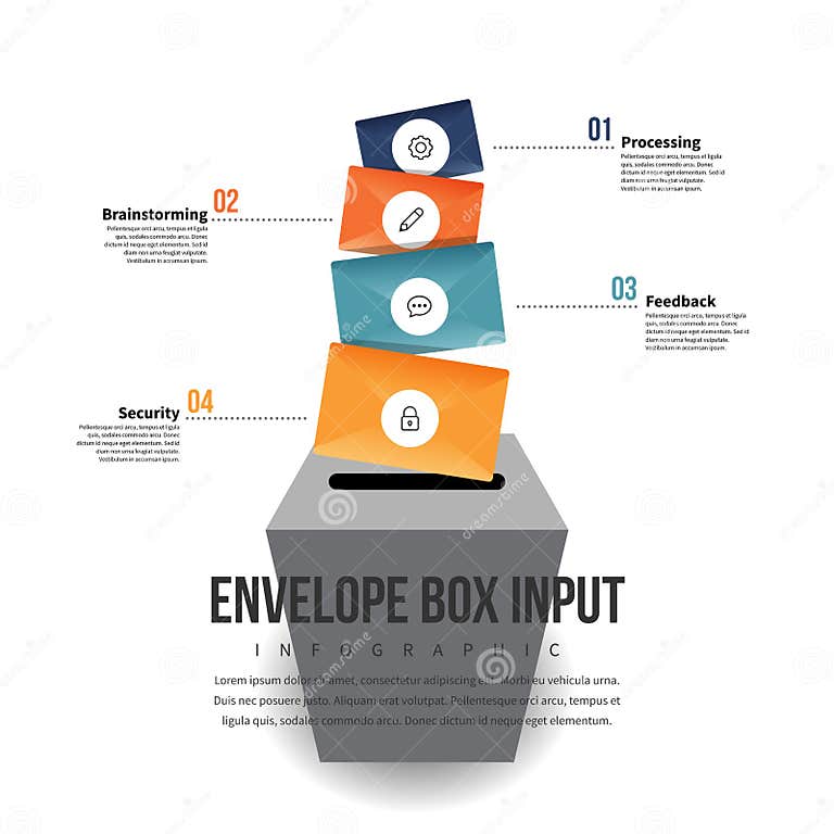 Envelope Box Input Infographic Stock Vector - Illustration of colorful ...