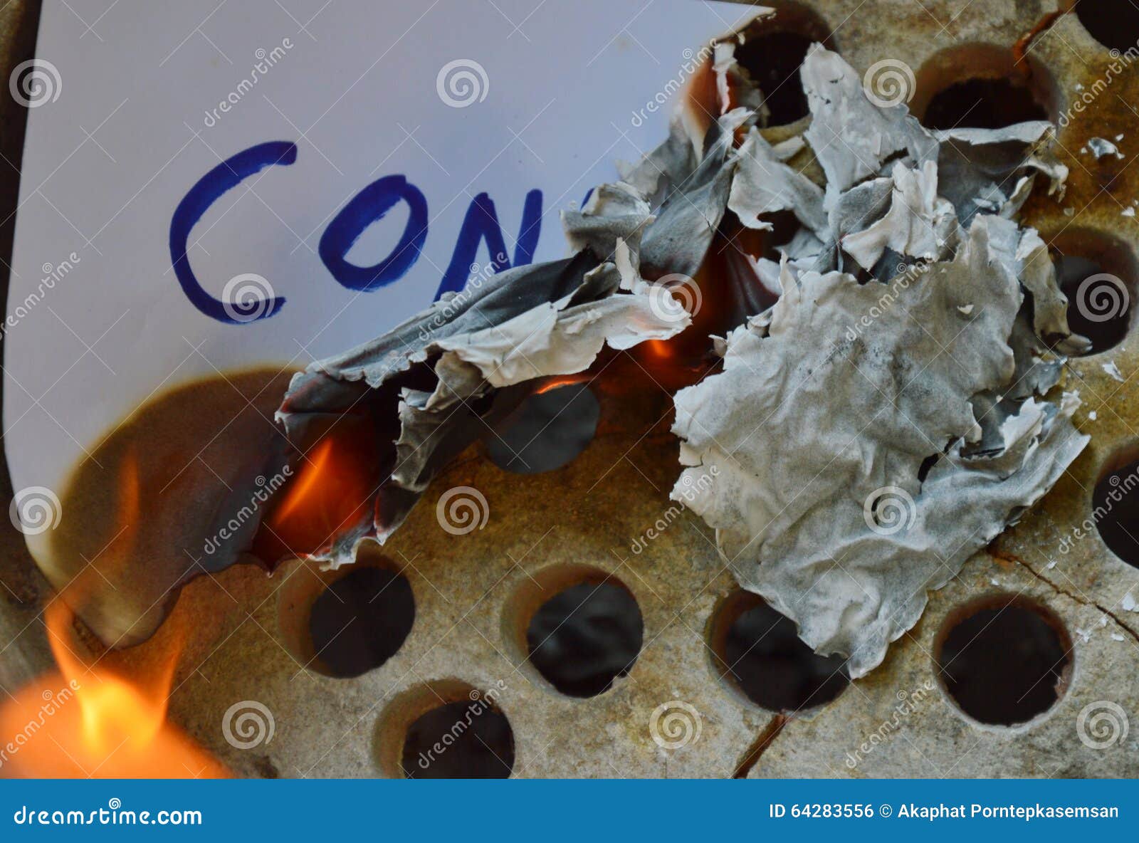 Envelope Burn on Clay Stove Stock Photo - Image of confidential ...