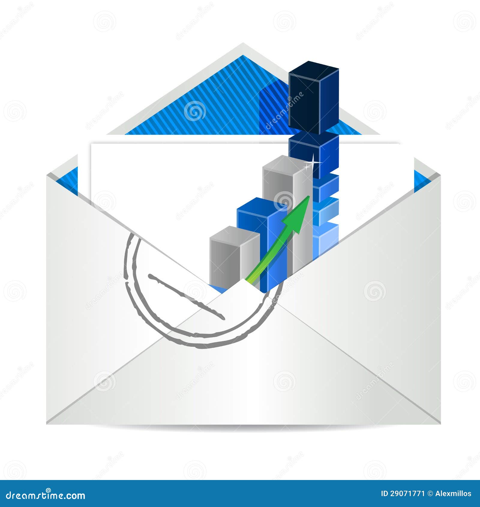Envelope and Business Graph Stock Illustration - Illustration of ...