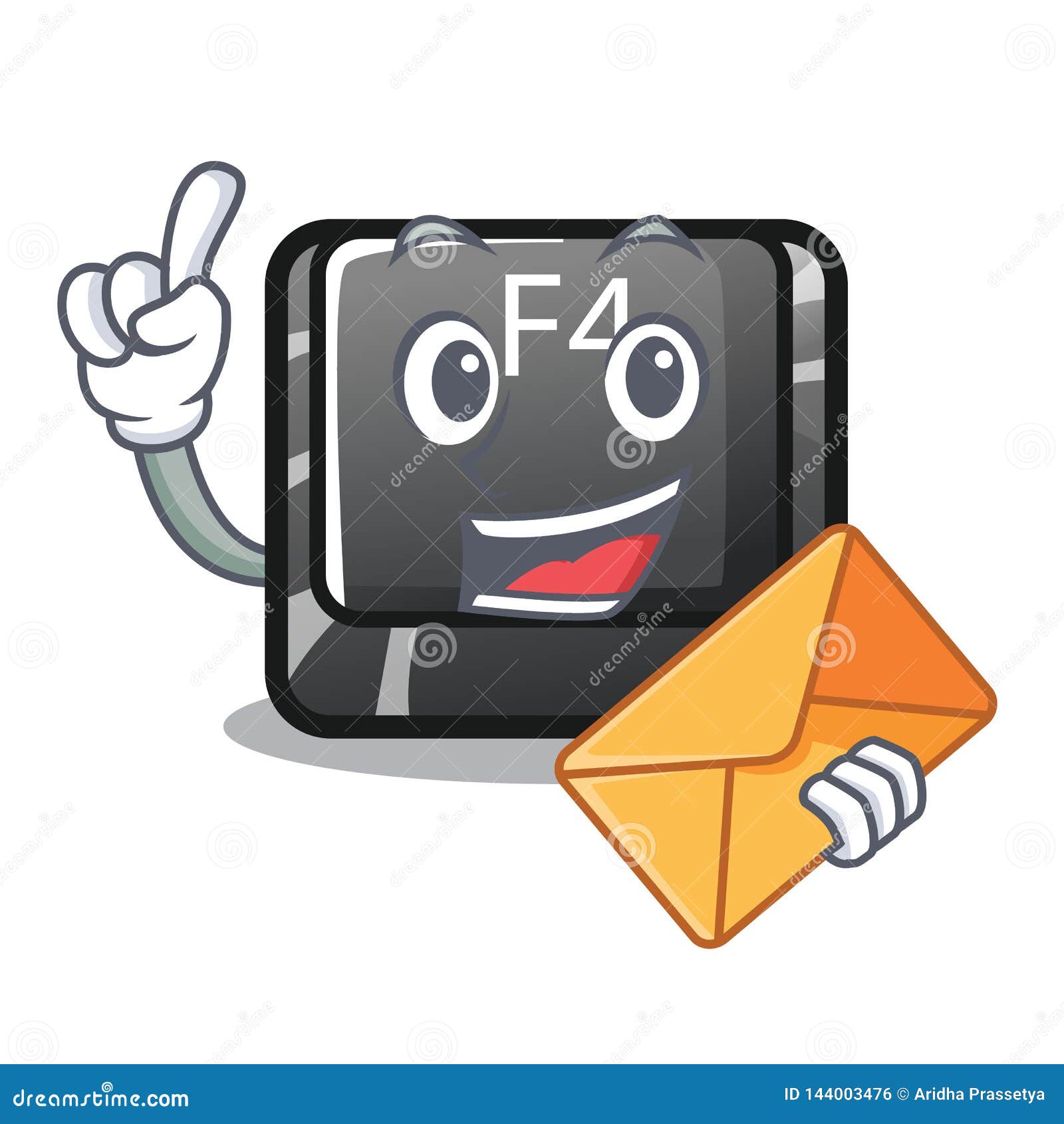 With Envelope Button F4 Isolated with the Character Stock Vector ...