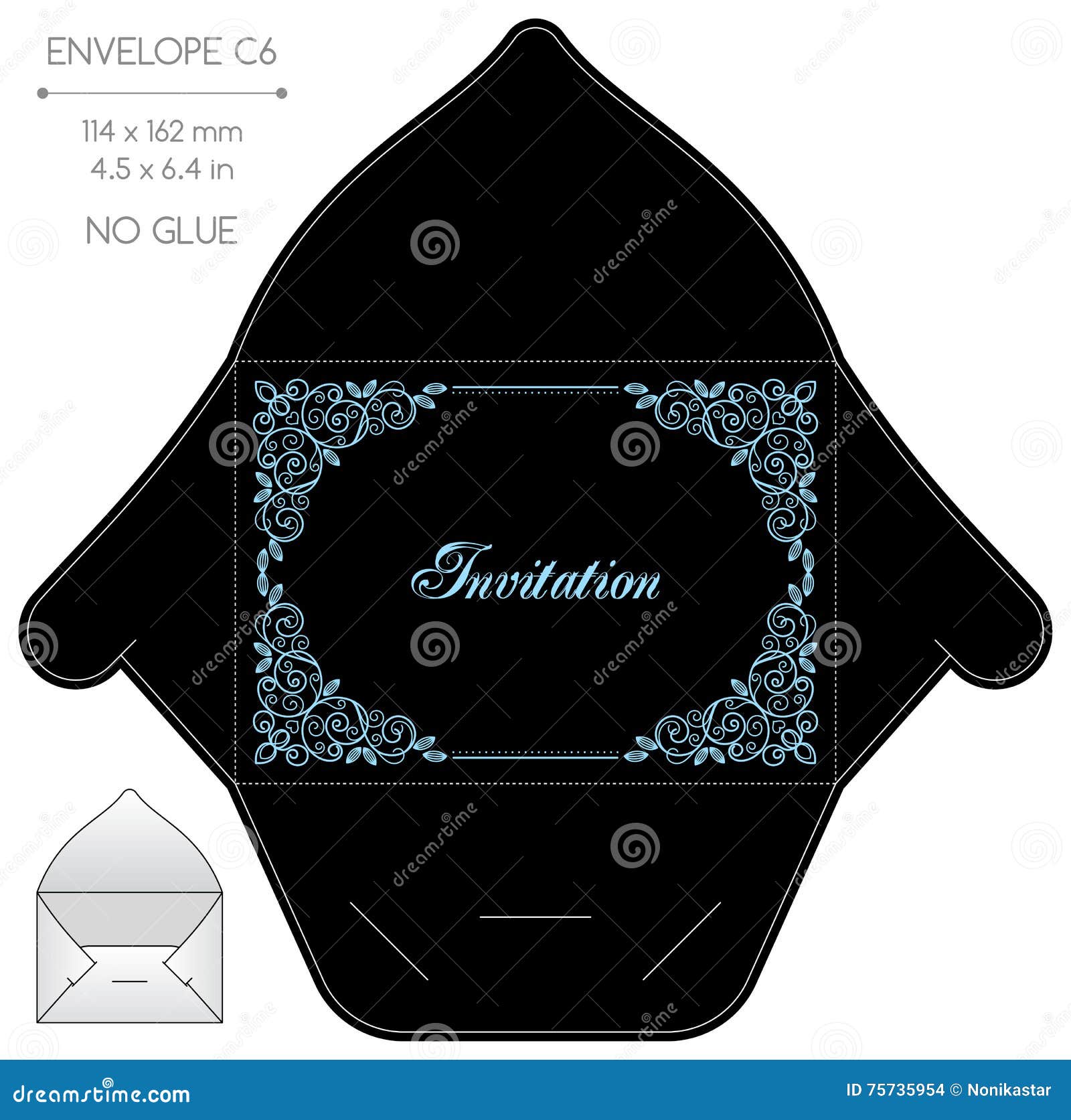 Envelope C6 template stock vector. Illustration of celebration - 75735954