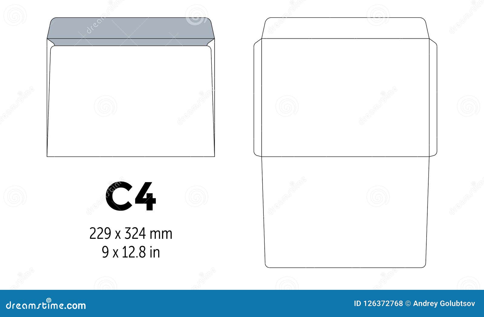 Envelope C4 Template for A4, A5 Paper Cut Lines Stock Vector ...