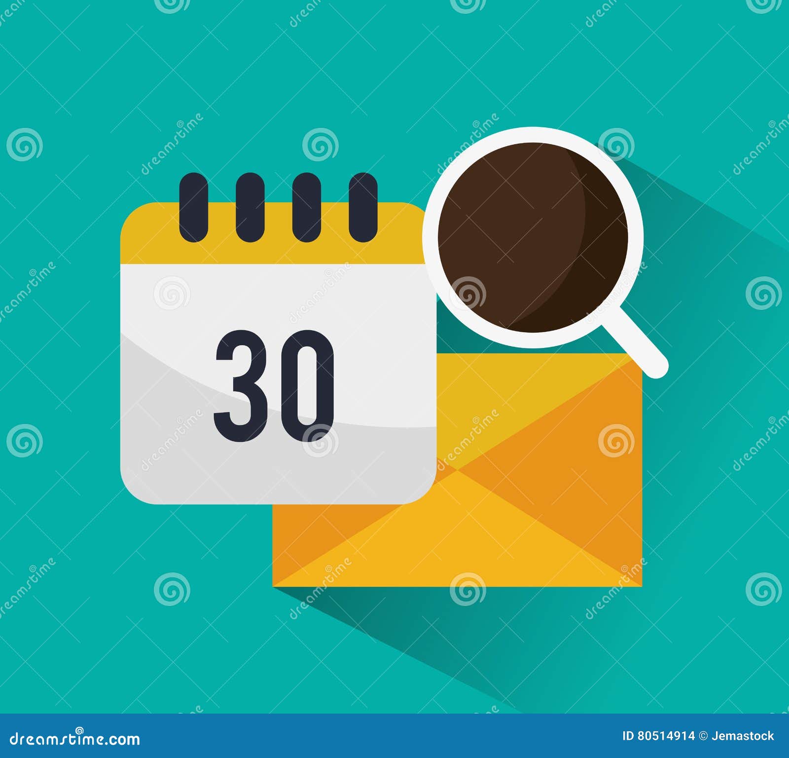 Envelope Calendar and Mug Design Stock Vector - Illustration of icon ...