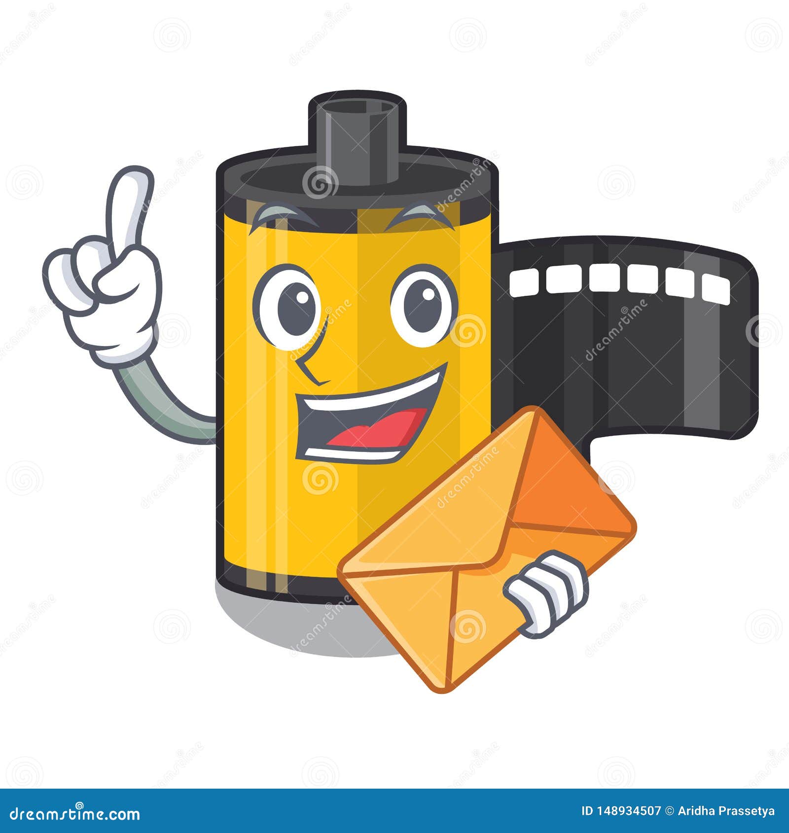 With Envelope Camera Roll Isolated with the Character Stock Vector ...
