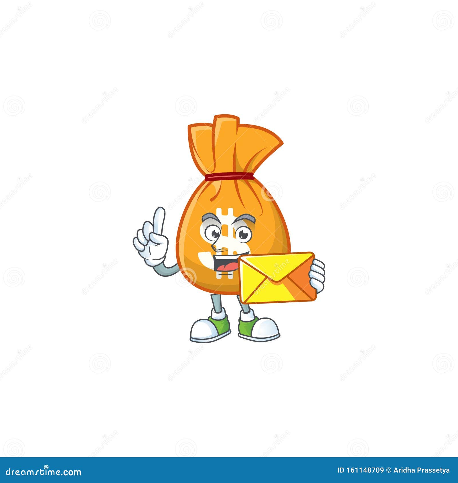 With Envelope Cartoon Bag of Money with Mascot Stock Vector ...