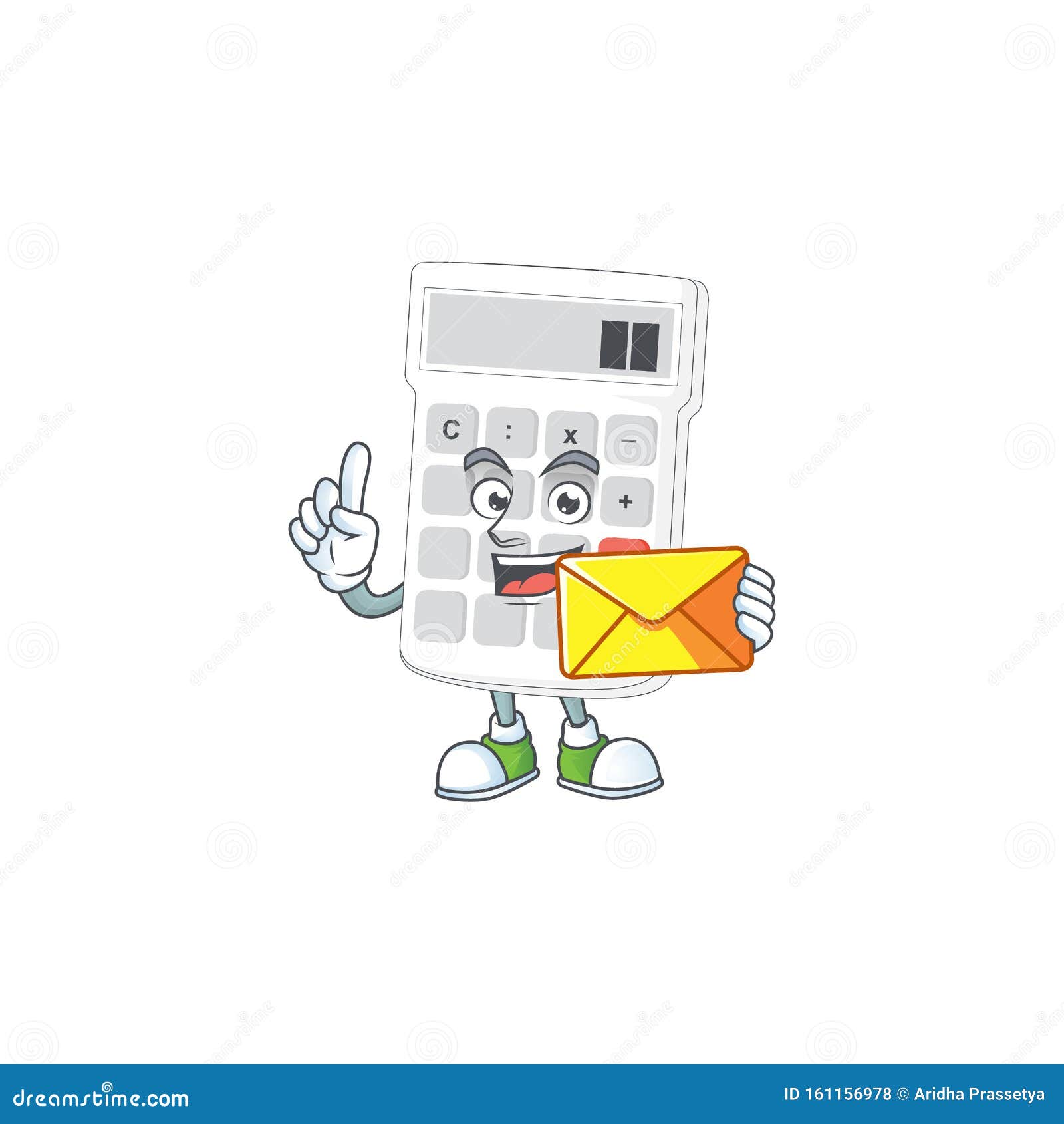 With Envelope Cartoon Calculator White for Calculate Tool Stock Vector ...