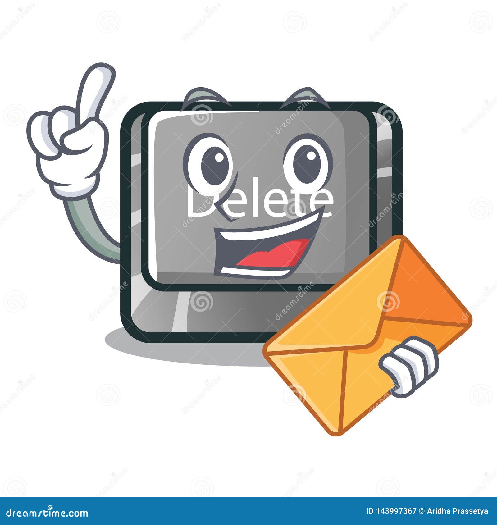 With Envelope Cartoon Delete Button Located on Keyboard Stock Vector ...