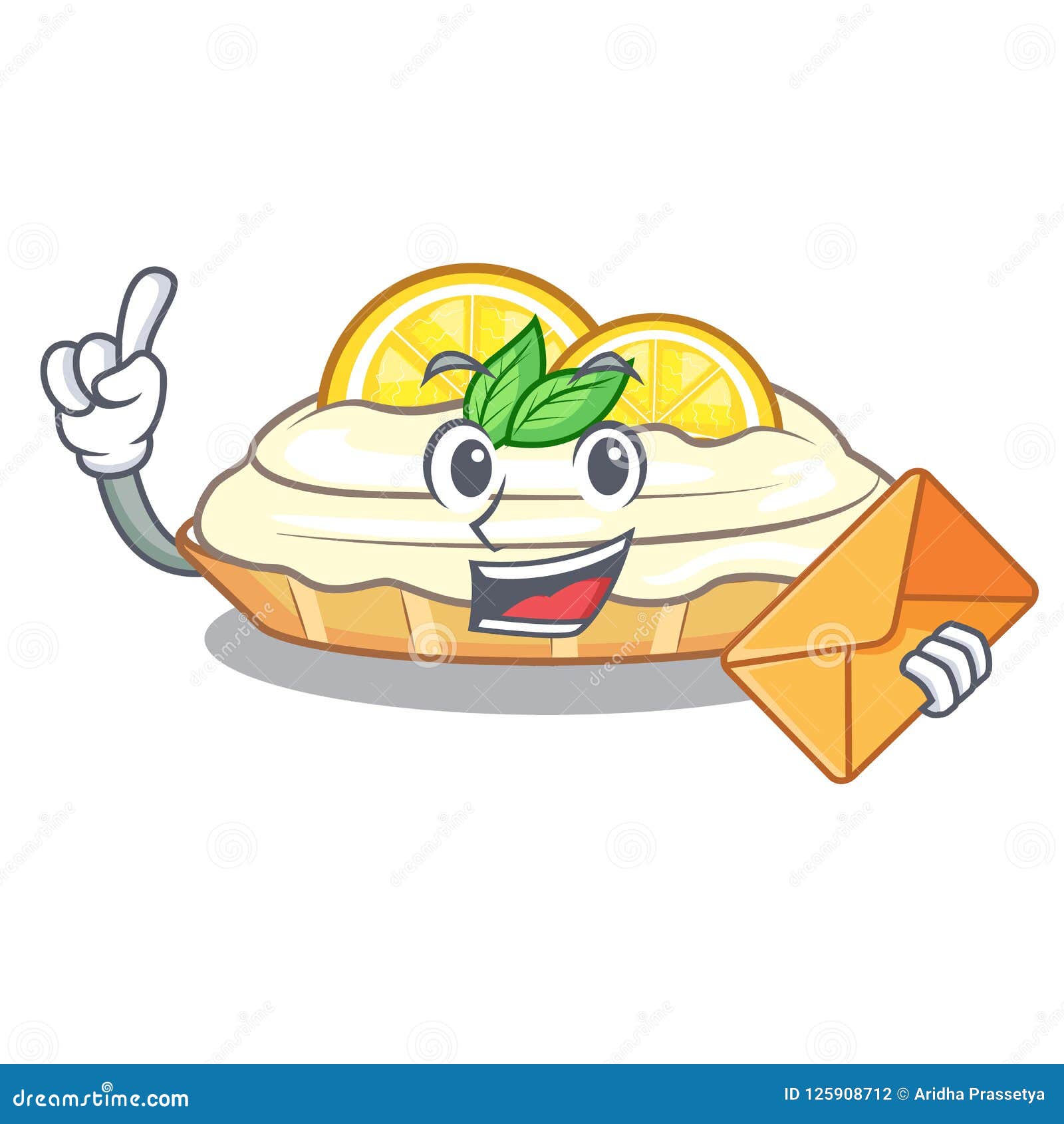 With Envelope Cartoon Lemon Cake with Lemon Slice Stock Vector ...