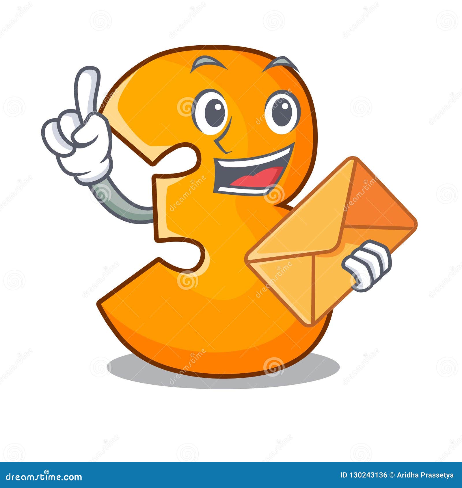 With Envelope Cartoon Number Three on the Wall Stock Vector ...