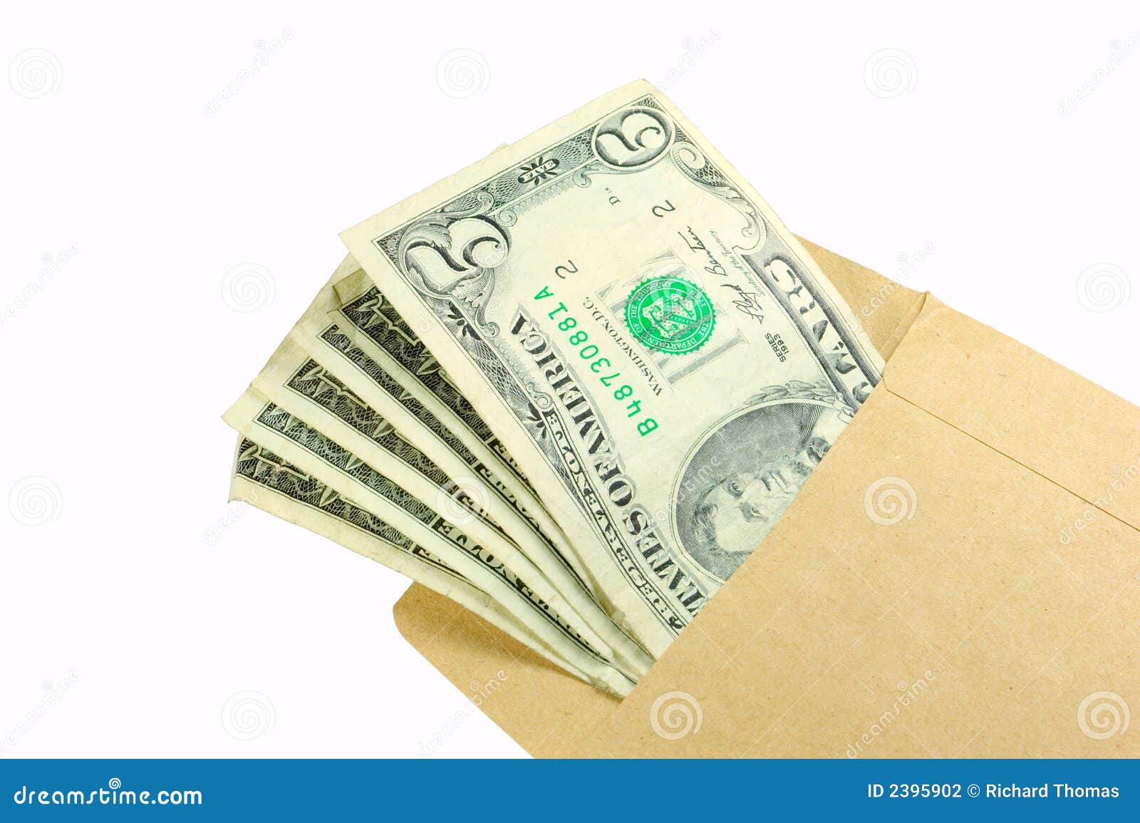 Envelope of cash stock photo. Image of white, currency - 2395902