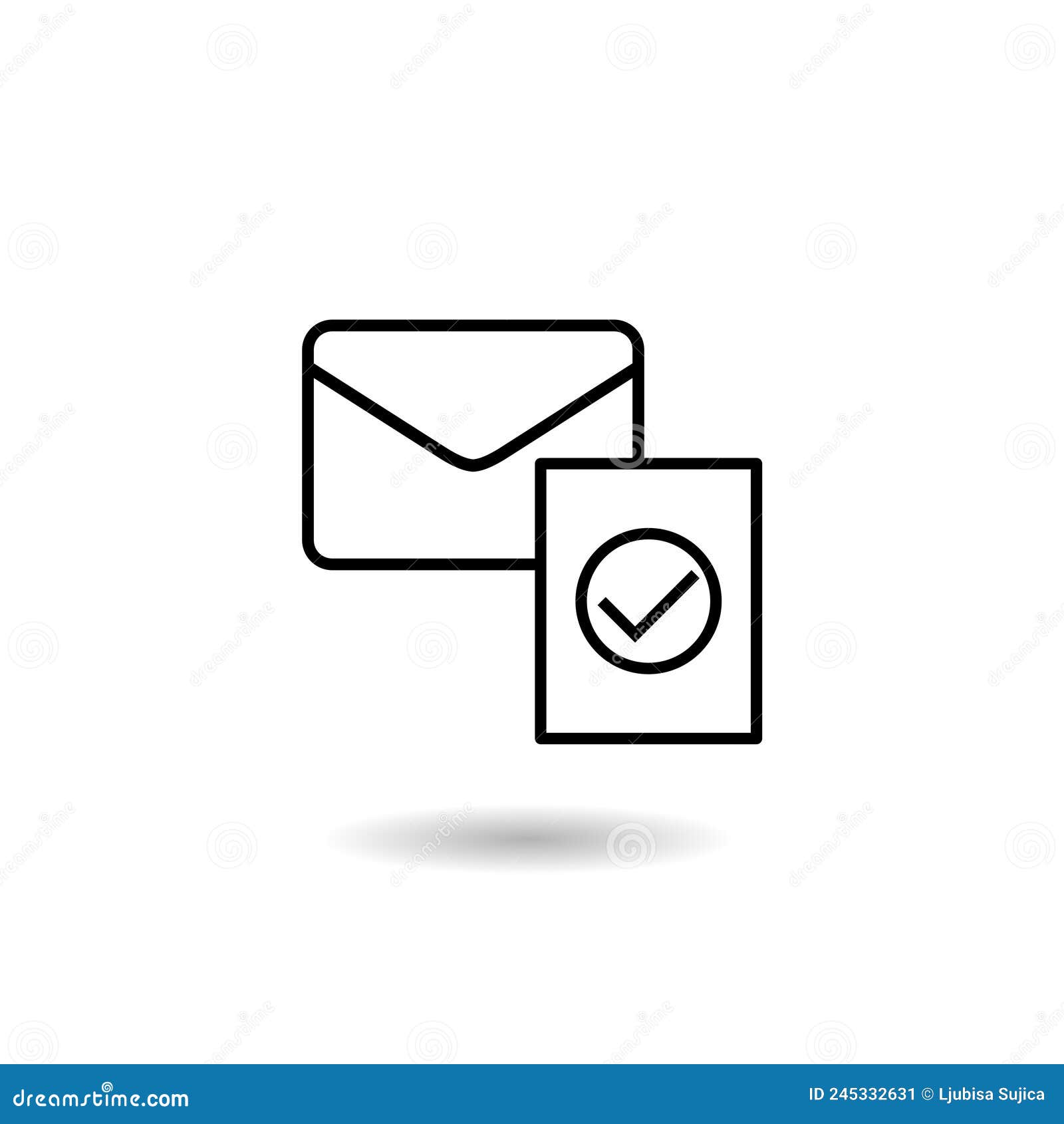 Envelope and Check Mark Icon with Shadow Stock Vector - Illustration of ...